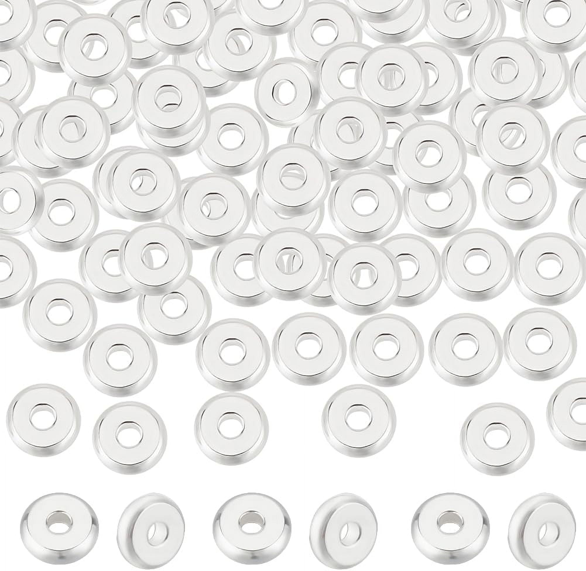 1Box 100Pcs 304 Stainless Steel Flat Round Spacer Beads Metal Silver ...