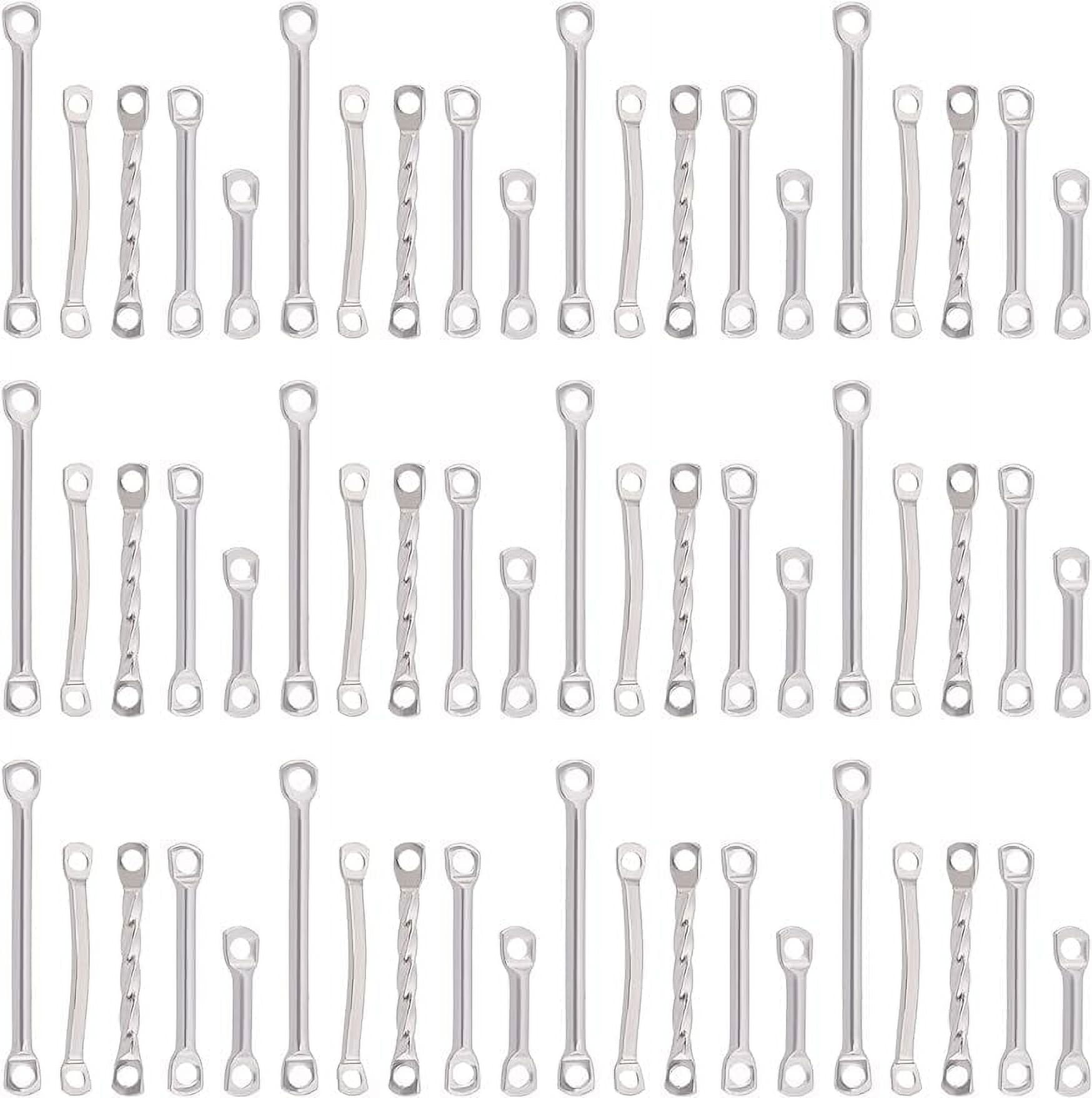 1Box 100Pcs 5 Style Stainless Steel Bar Connectors 2 Hole Stick Strip Earrings Rectangle Small ...