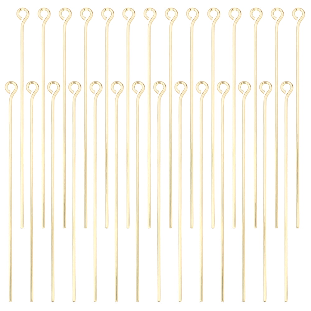 1Box 100Pcs/Box Open Eye Pins 18K Gold Plated Head Pins 50mm Jewelry ...
