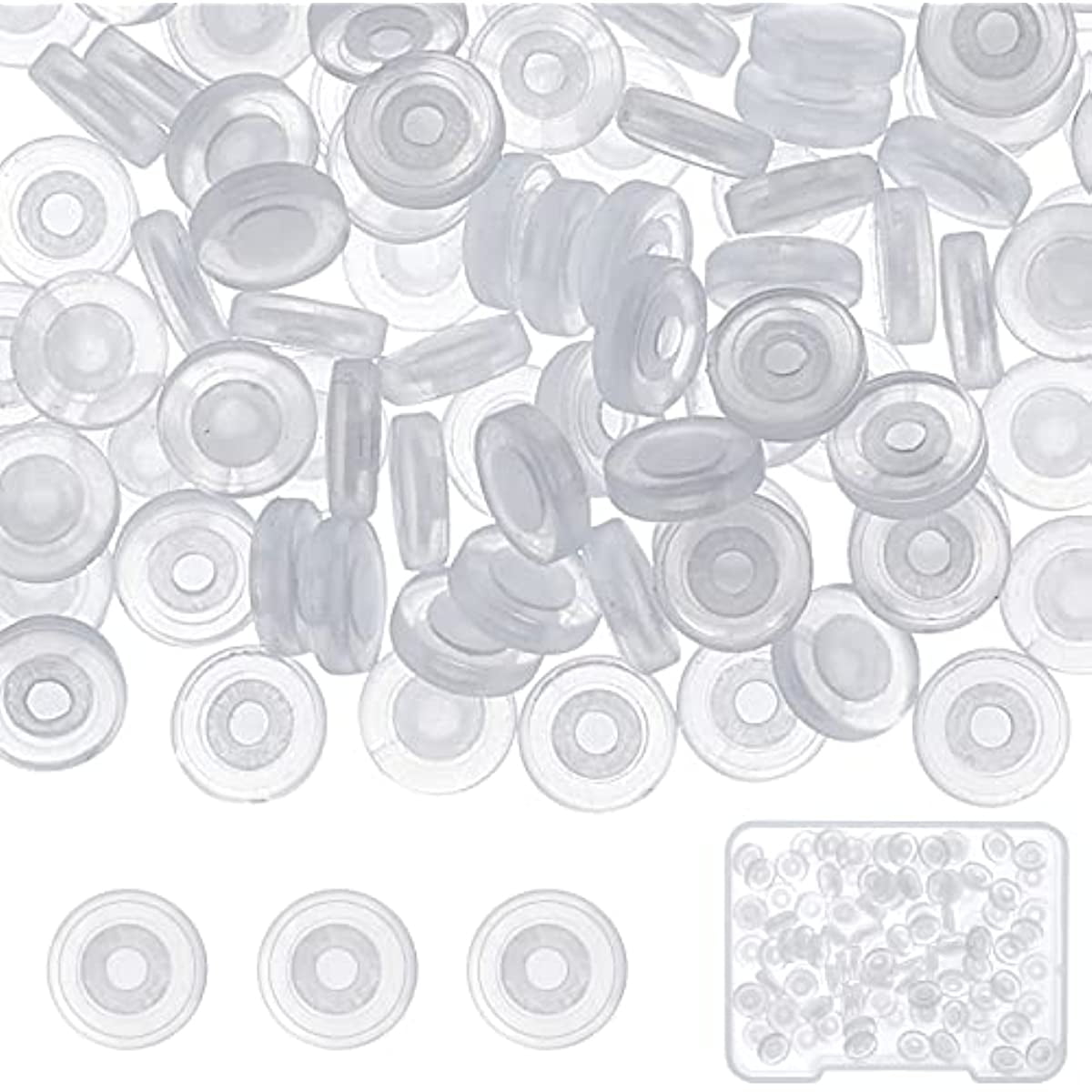 100Pcs Boxed Silicone Earring Back Cushions, 7mm Clear Padding Discs ...