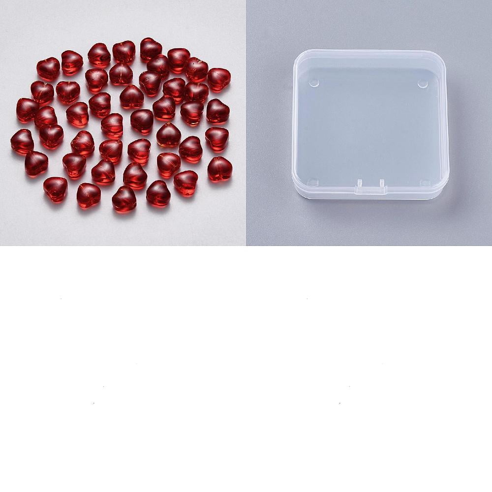 1Box 100Pcs Imitation Jade Glass Beads Heart Dark Red 6x6x4mm Hole: 0 ...