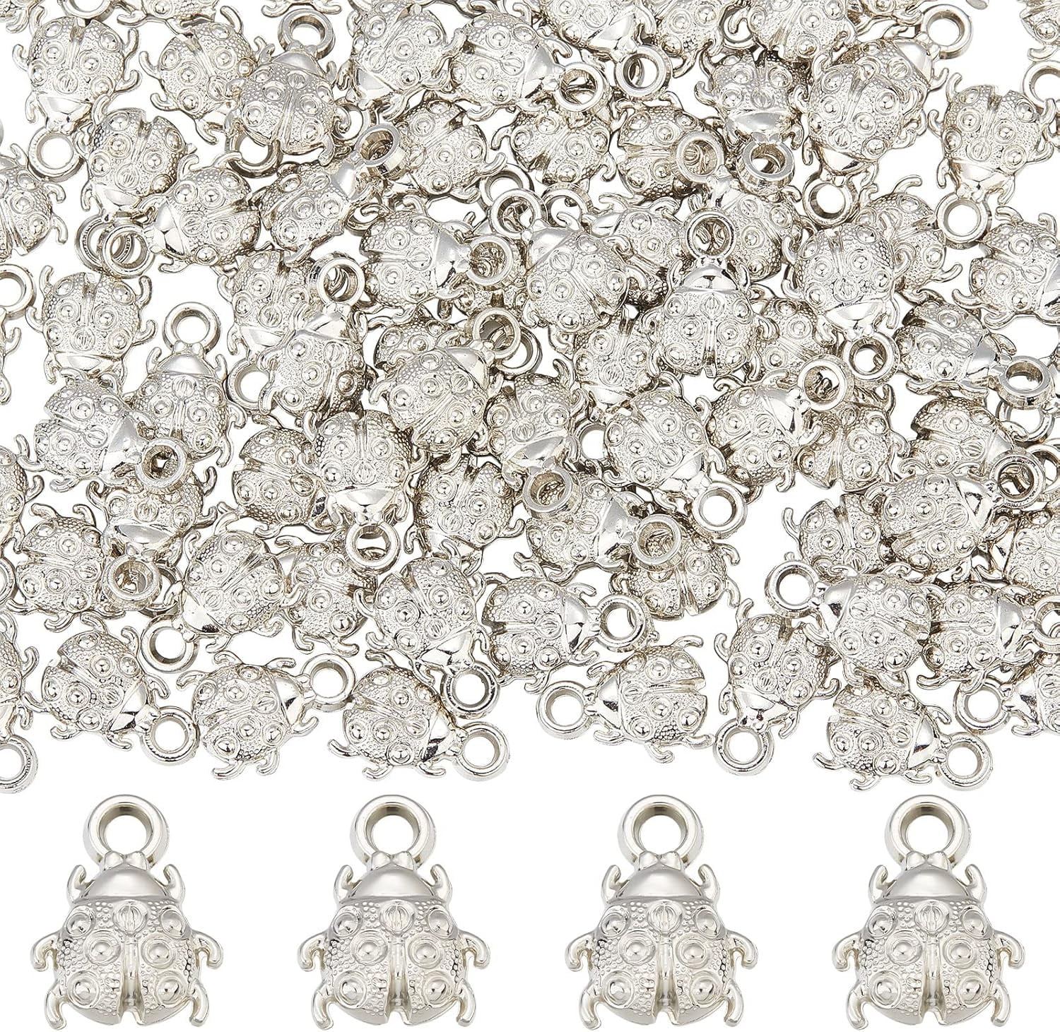 1Box 100Pcs Ladybug Charms Animal Theme Charm Fly Insect Pendant Flying ...