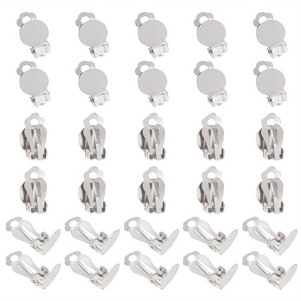 1Box About 100pcs 316 Stainless Steel Clip-on Earring Fibdings Tray ...
