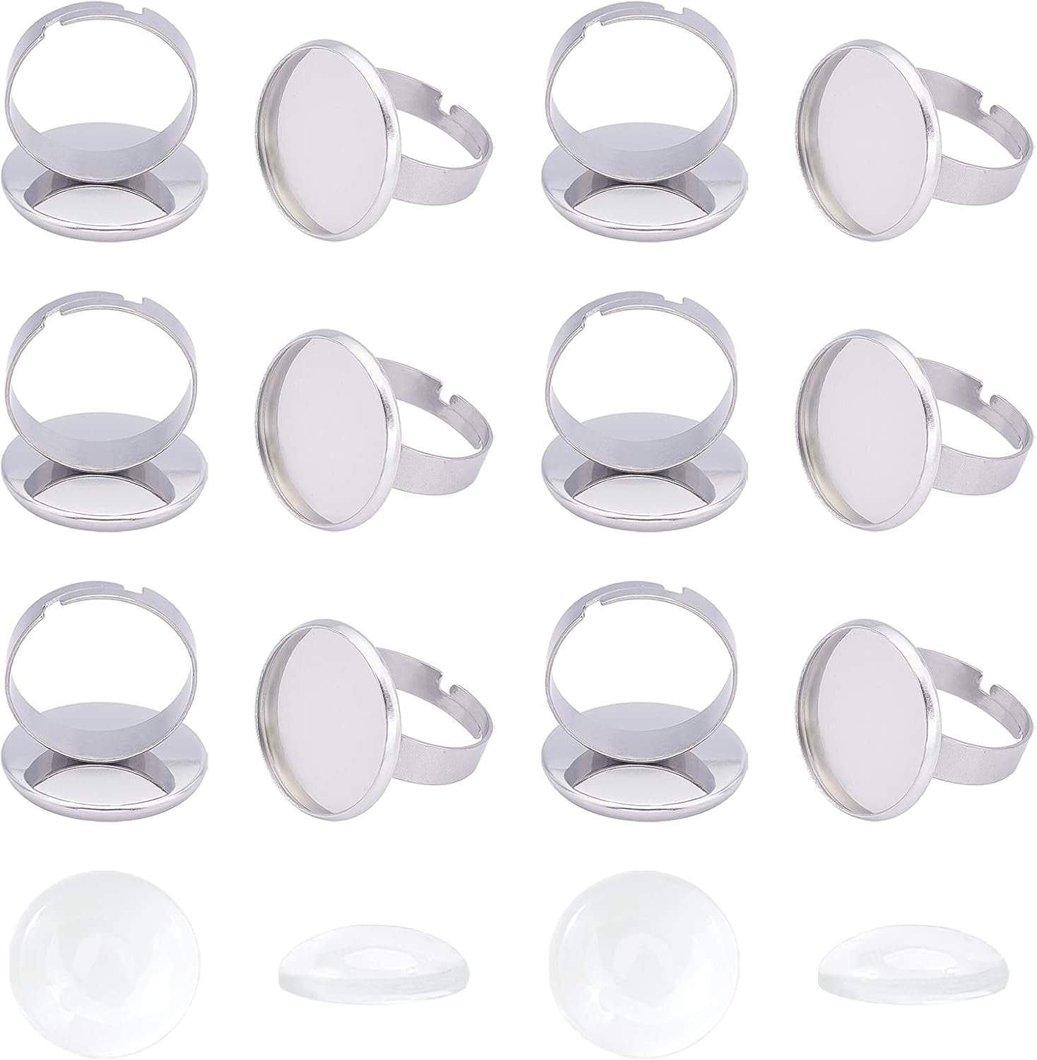 1Box 102Pcs DIY 304 Stainless Steel Adjustable Finger Ring Making Kits ...