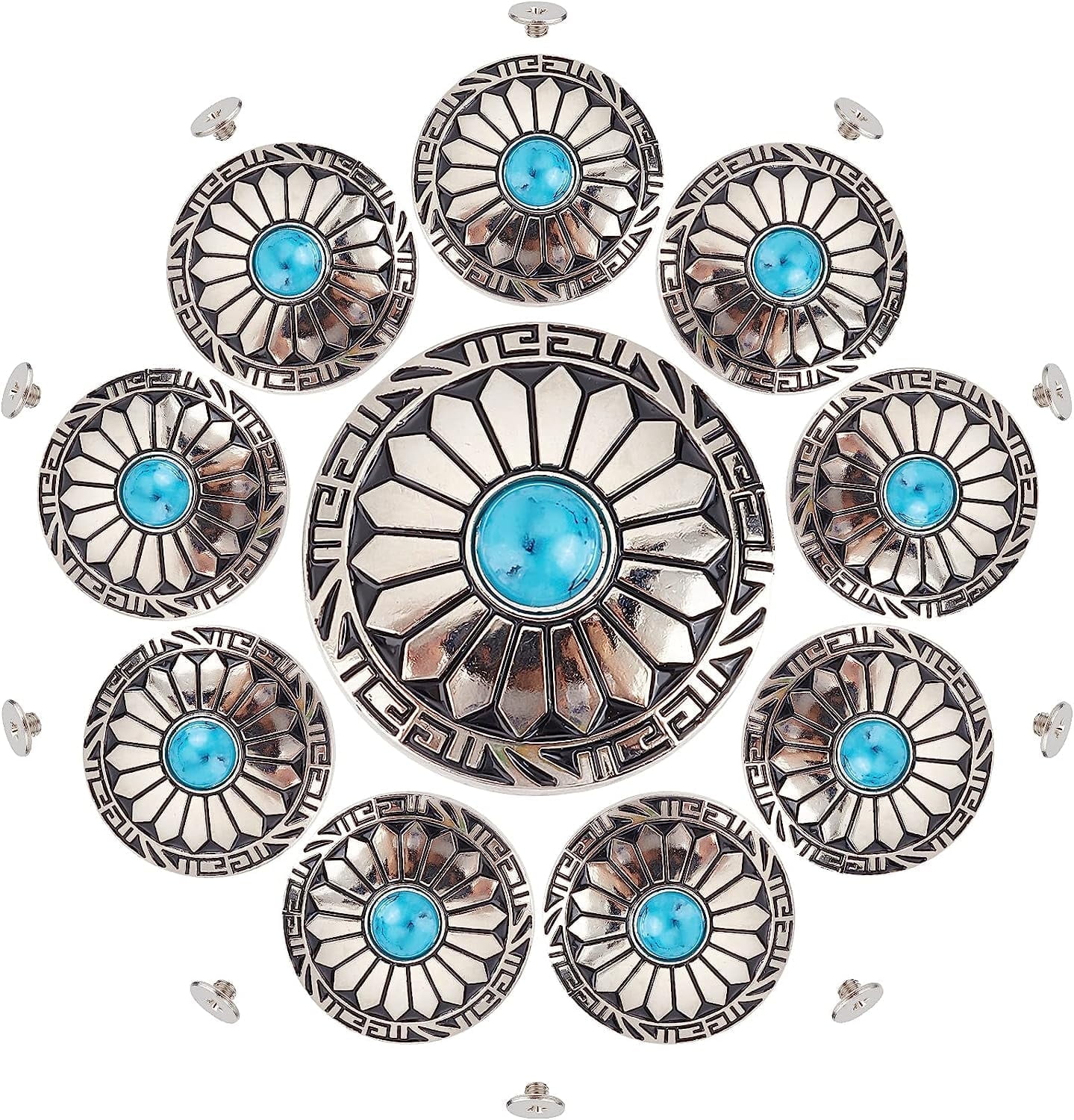 1Box 10Pcs 30mm Screw Back Buttons Round Vintage Engraving Sun Flower ...