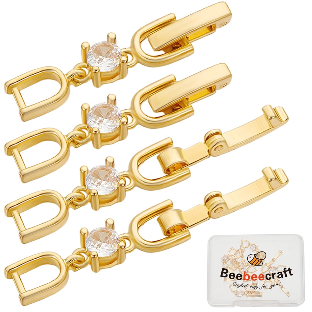 1Box 10Pcs Brass with Cubic Zirconia Fold Over Clasps Real 18K Gold ...
