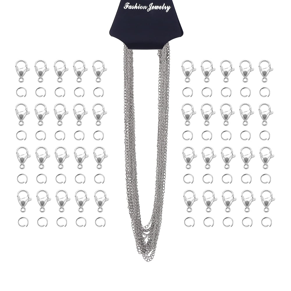 1Box 10m Stainless Steel Curb Chains Soldered Curb Chains with 100pcs ...