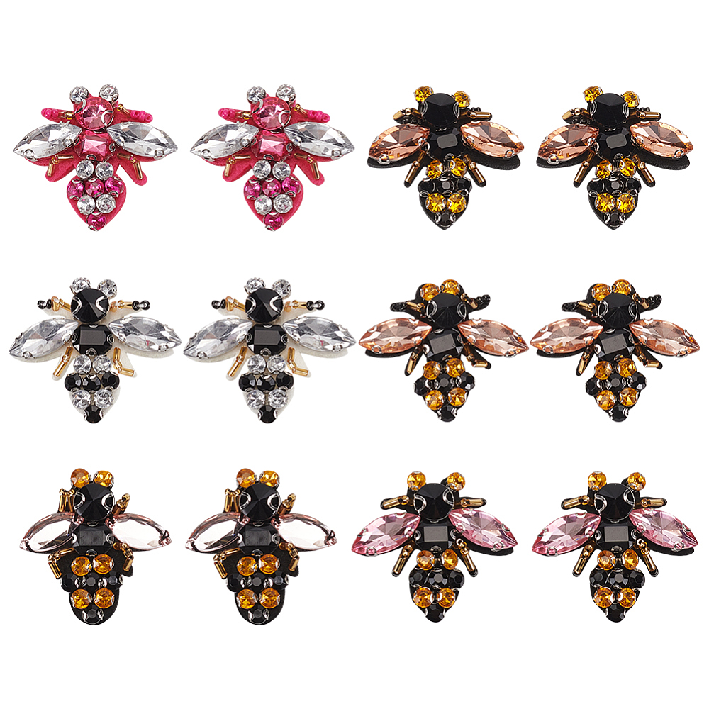 1Box 10pcs 5 colors Bee Non-woven Fabric & Rhinestones on Patches Mixed ...