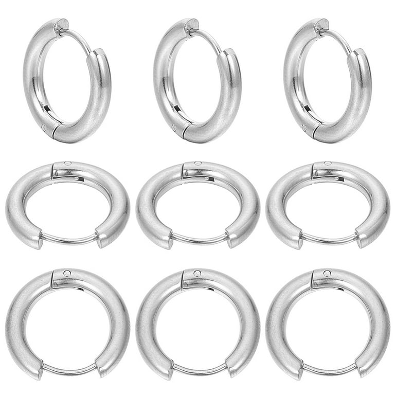 1Box 12 Pairs 202 Stainless Steel Huggie Hoop Earrings with 316 Surgical Stainless Steel Pins Stainless Steel Color 10 Gauge 14.5x14x2.5mm Pin 1mm Walmart