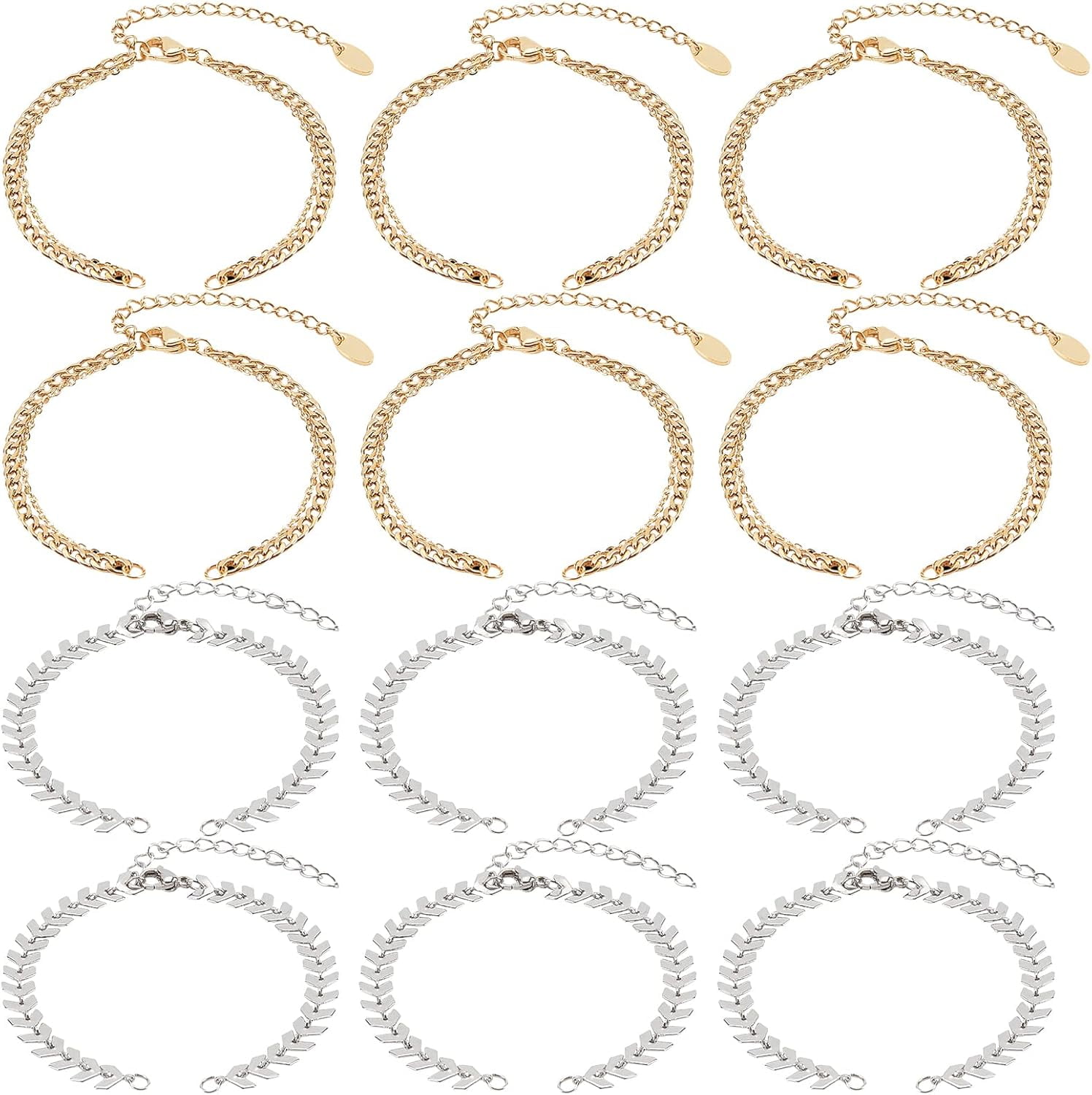 1Box 12 Strands 2 Colors Adjustable Bracelet Chain 2 Style Two-Layer ...