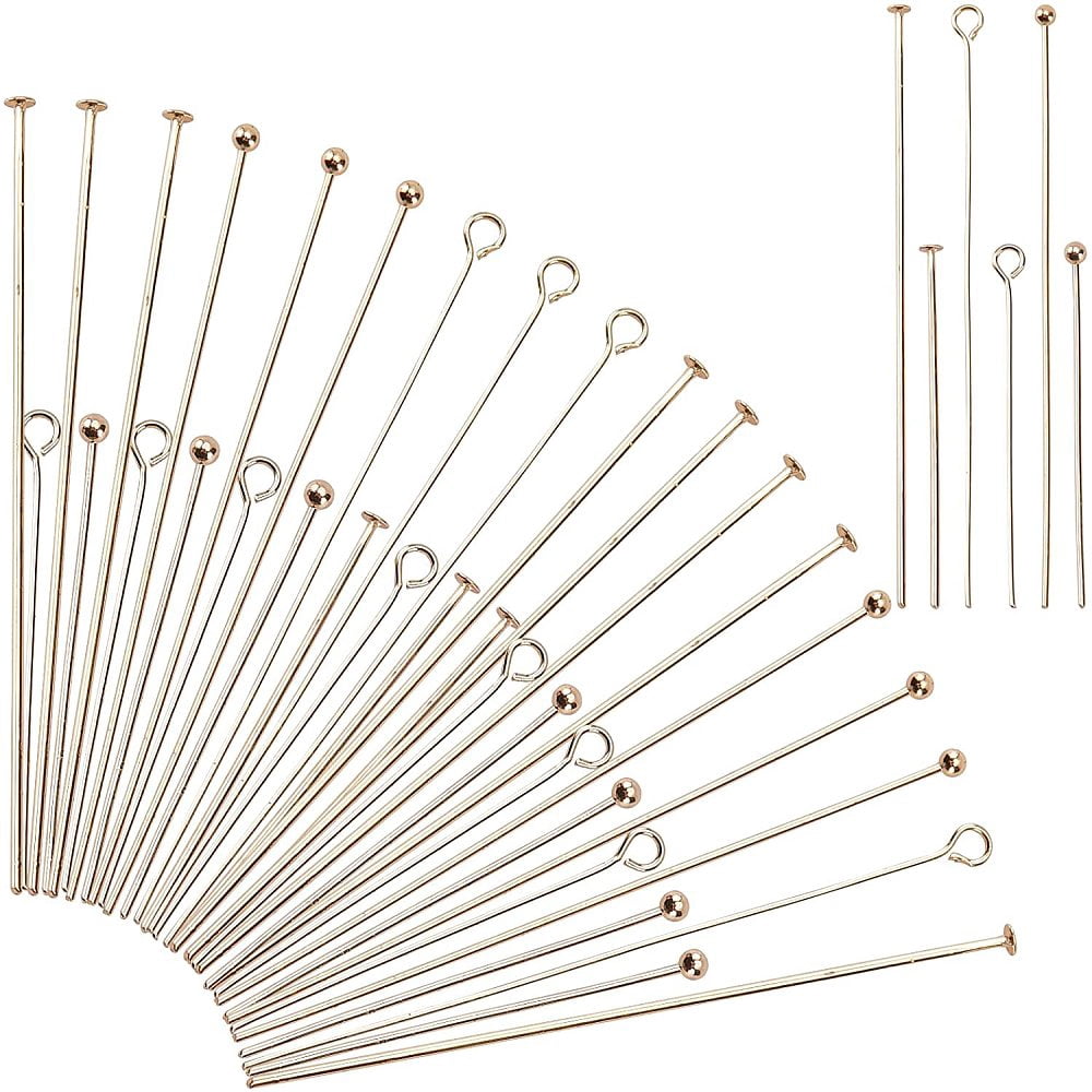 1Box 120pcs 6 Style Brass Eye Pins & Flat Head Pins & Ball Head Pins ...