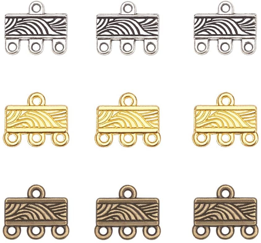 1Box 120pcs Necklace Connector 3 Color Rectangle Multi Strand Bracelet ...
