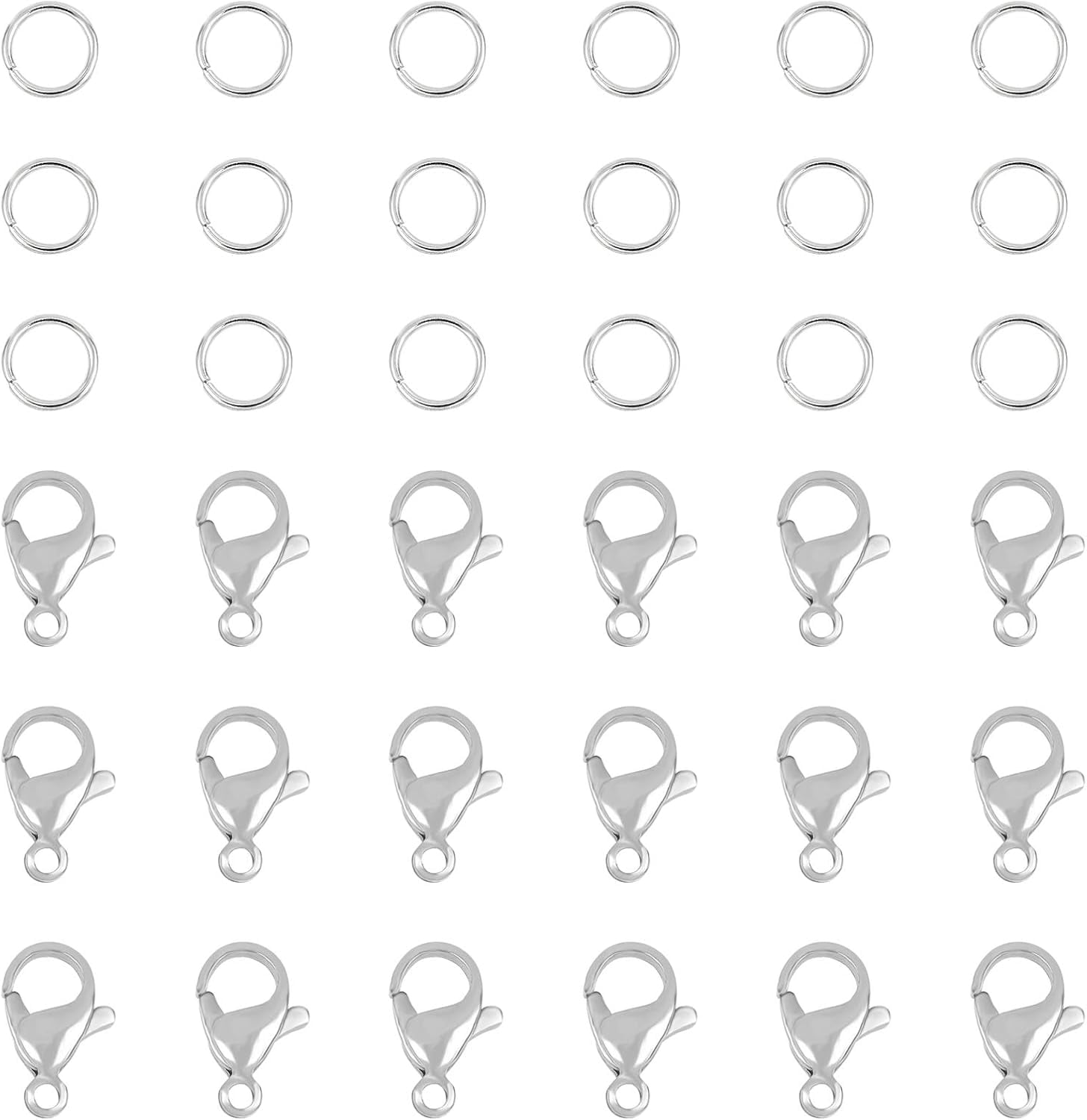 1Box 120pcs Stainless Steel Jump Rings and 120pcs Lobster Claw Clasps ...