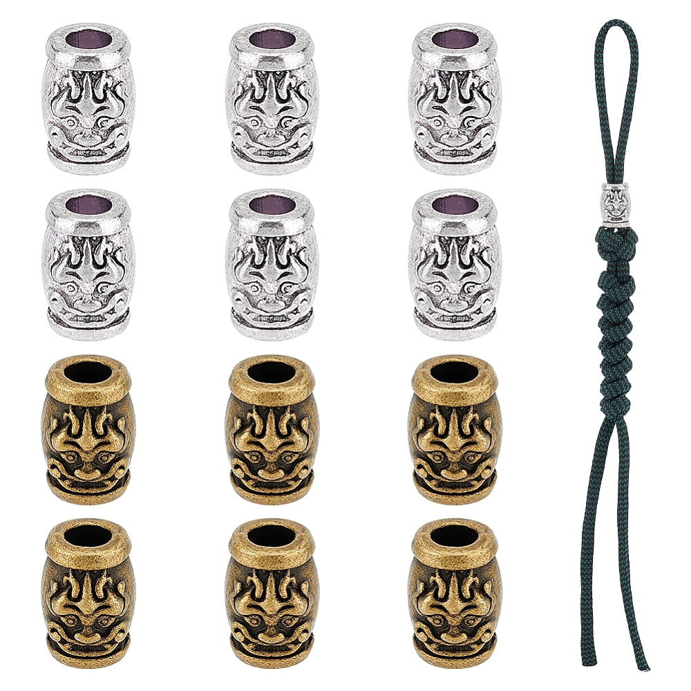 1Box 12Pcs 2 Colors Alloy European Beads Large Hole Beads Column with ...
