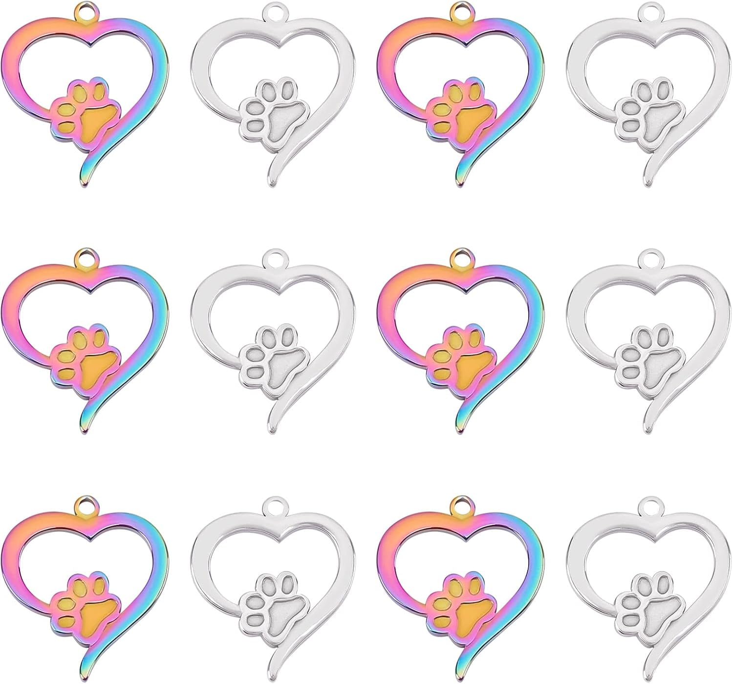 1Box 12Pcs 2 Colors PVD Vacuum Plating 304 Stainless Steel Pendant ...