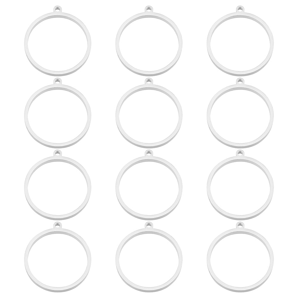 1Box 12Pcs 304 Stainless Steel Open Back Bezel Pendants Ring Circle ...