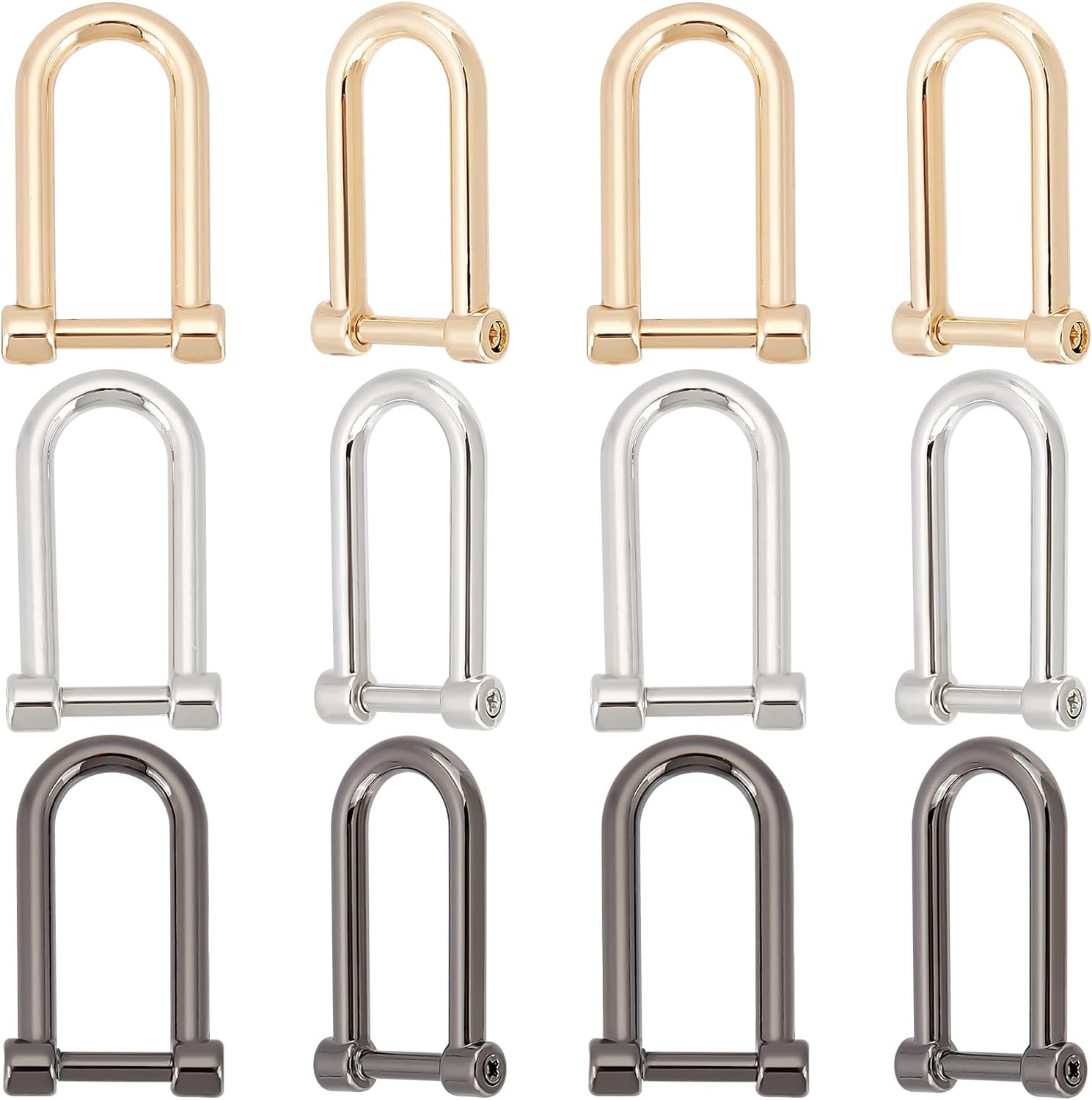 1Box 12pcs D-Rings Horseshoe Shape D Ring for Purse Belts 0.4inch Screw ...