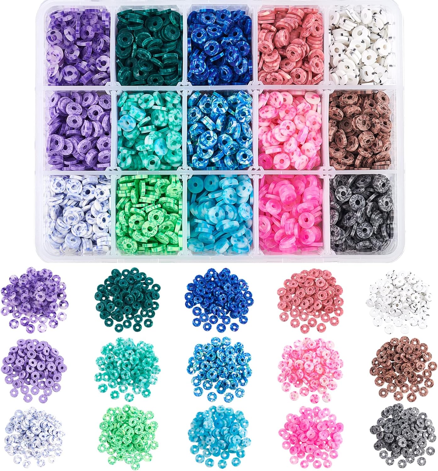 1Box 15 Colors Handmade Polymer Clay Beads DIY Accessories for Bracklet ...
