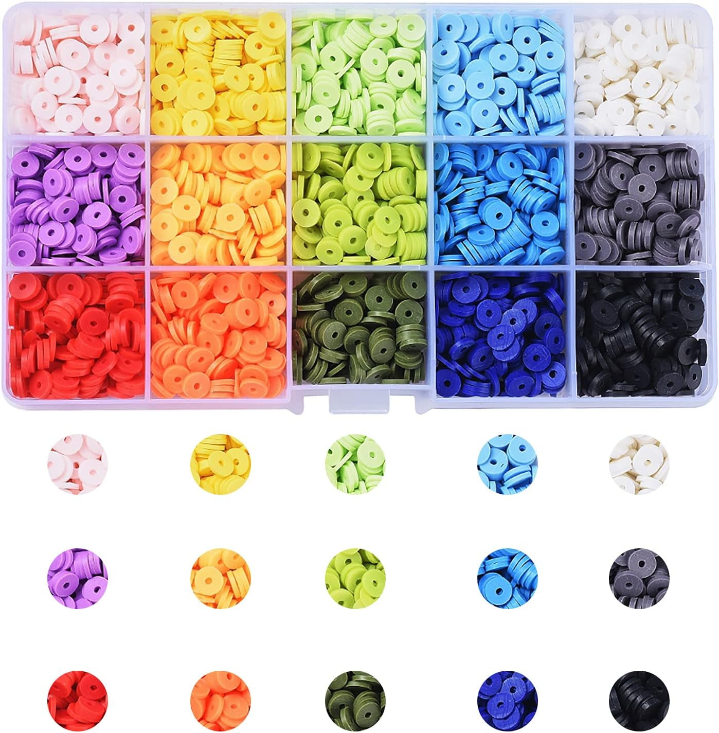 1Box 15 Colors Handmade Polymer Clay Beads for DIY Jewelry Crafts ...