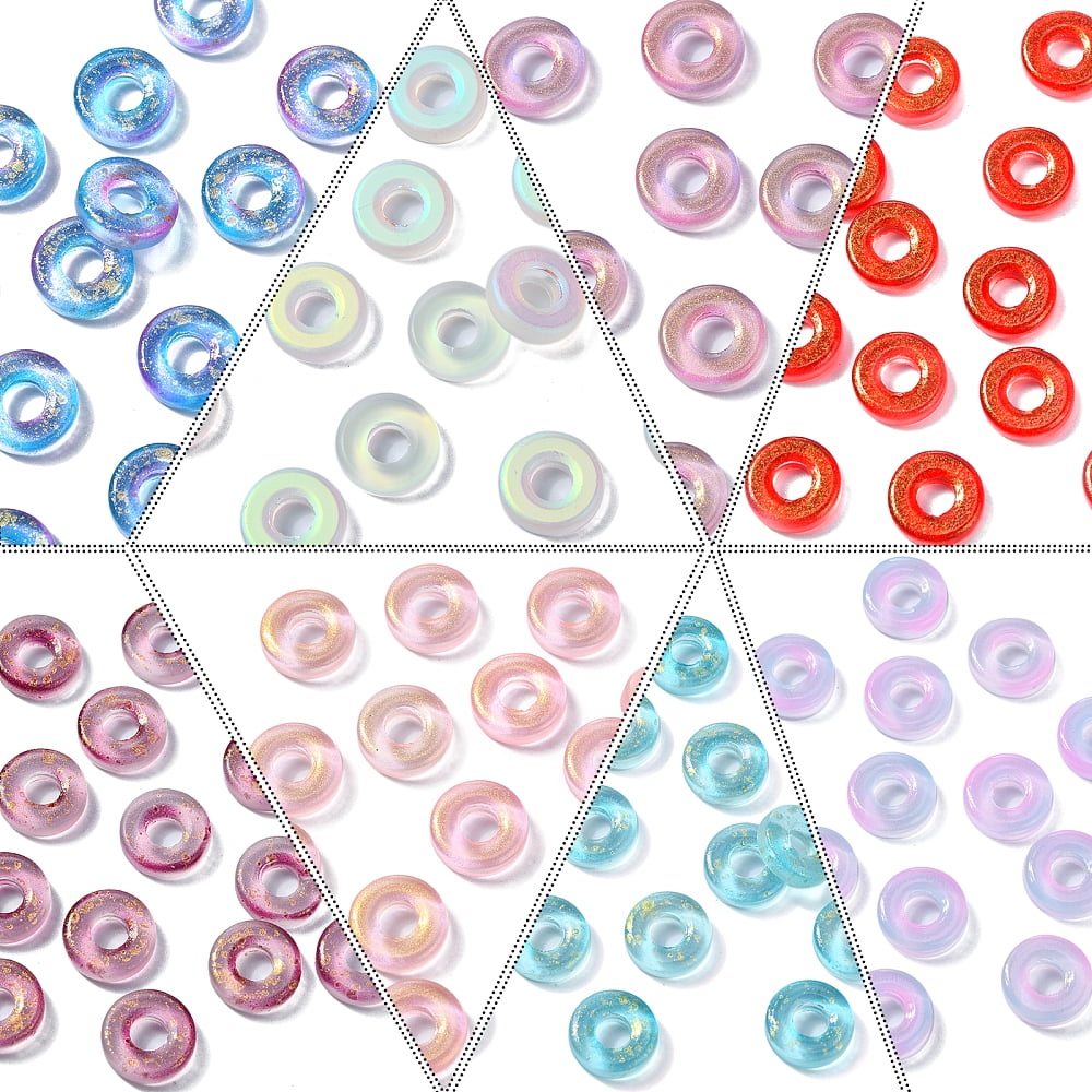 1Box 160Pcs 8 Colors Handmade Luminous & Gold Foil Lampwork Beads Donut ...