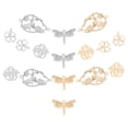 1Box 16Pcs 4 Style 201 Stainless Steel Filigree Joiners Links Laser Cut ...