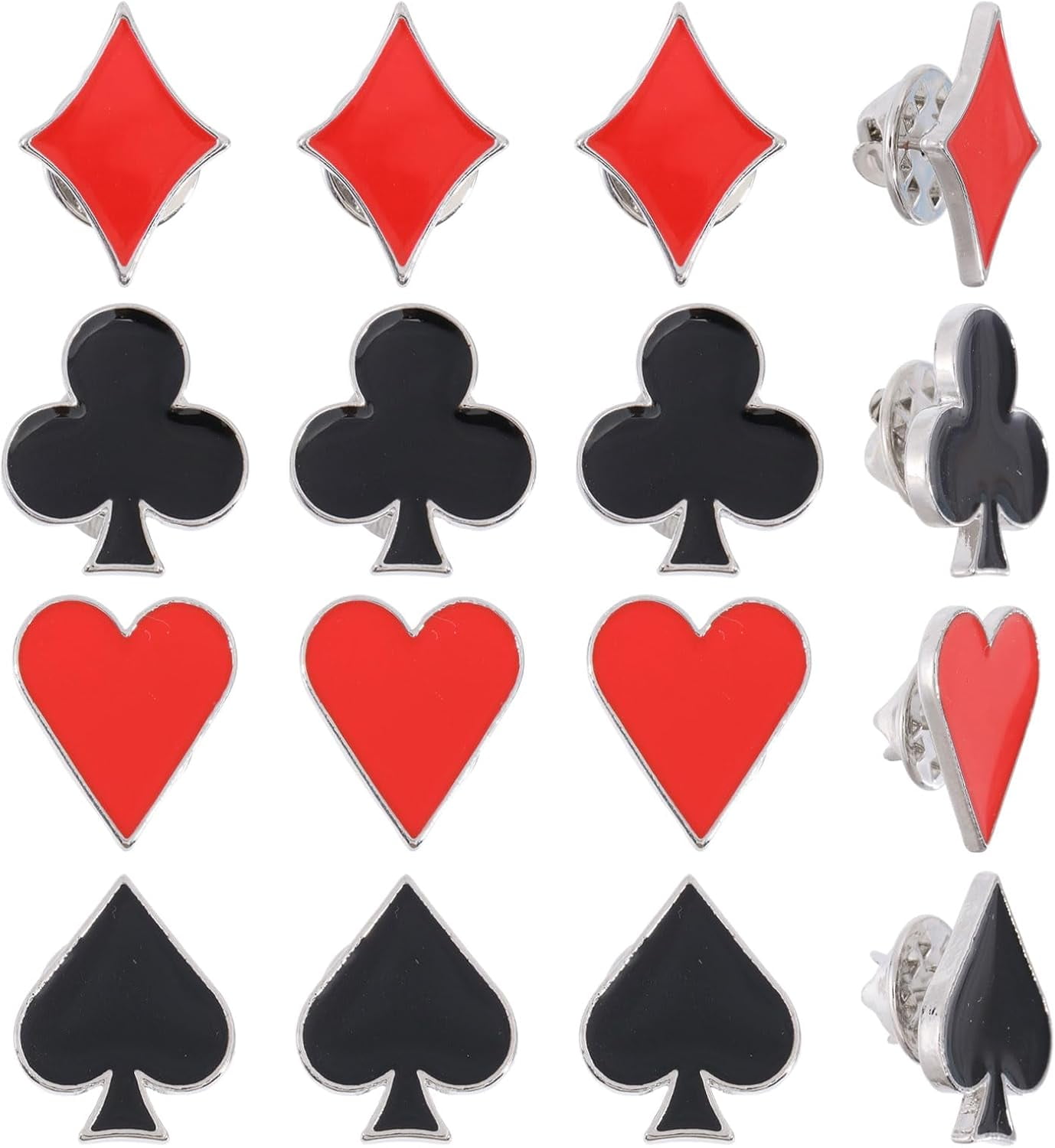1Box 16Pcs 4 Styles Playing Card Sign Enamel Pin Platinum Alloy Badge ...