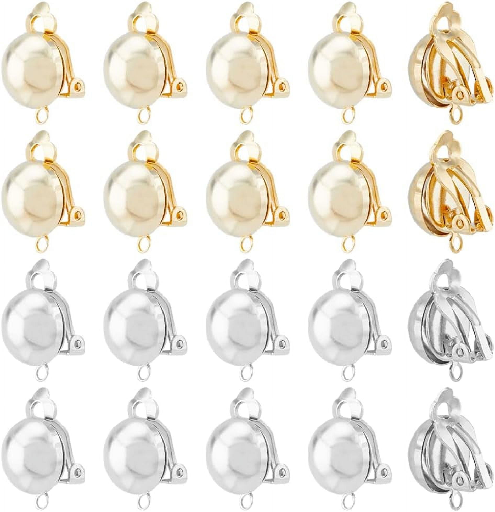 1Box 16Pcs Clip-on Earring Golden Silver Earring Clips for Non Pierced ...