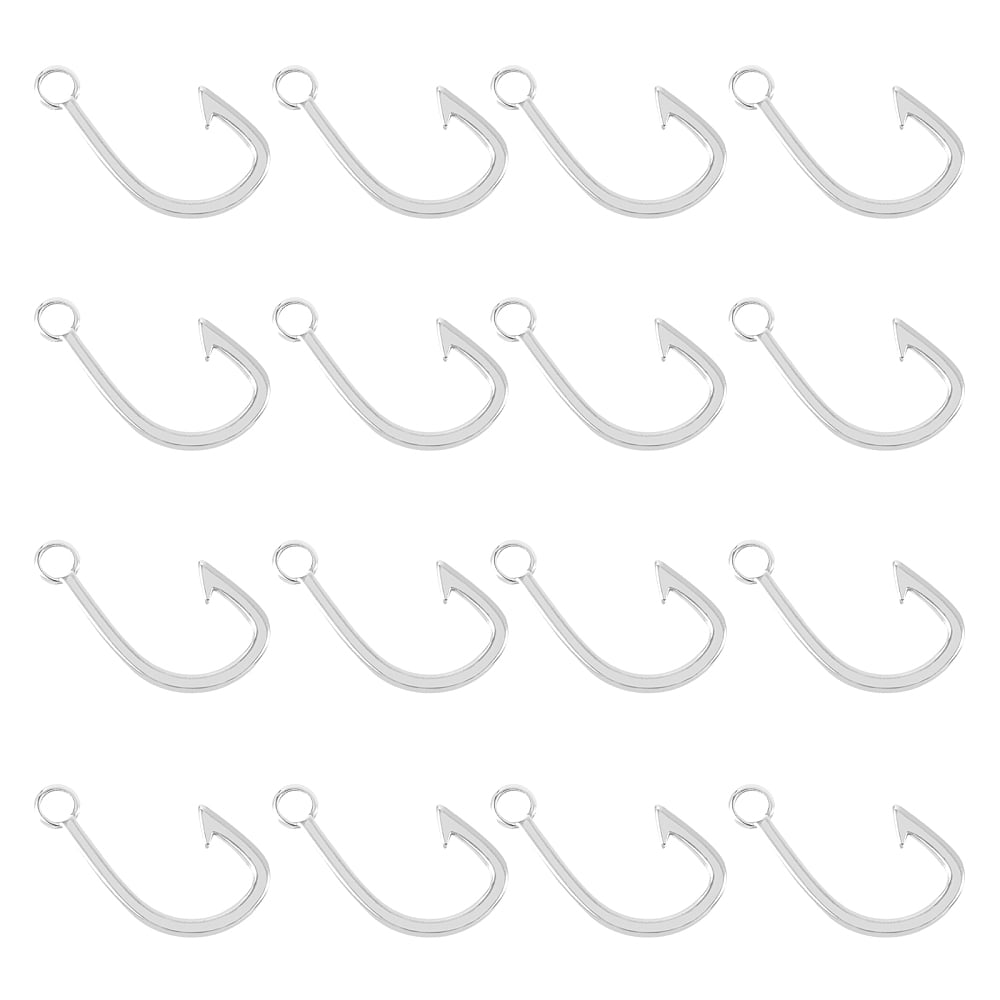 1Box 16Pcs Maori Fish Hook Bead Charms Hei Matau Pendant Tibetan Style ...