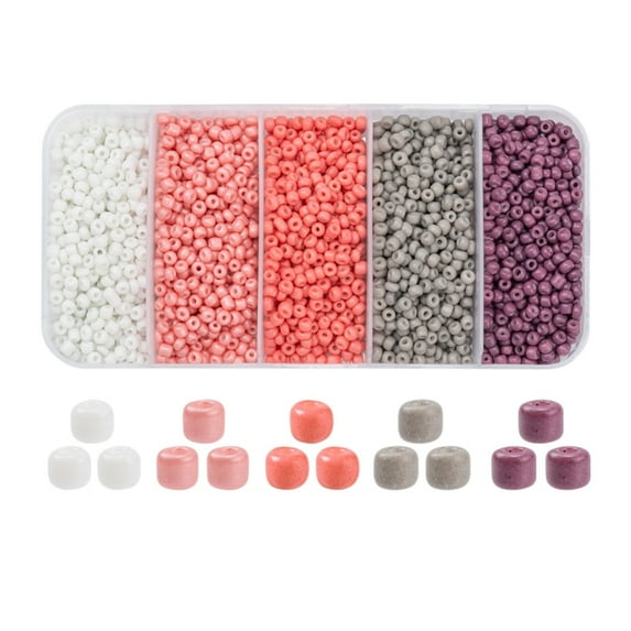 1Box 1900Pcs 5 Colors Baking Paint Glass Seed Beads 8/0 Brown 3~3.5mm ...