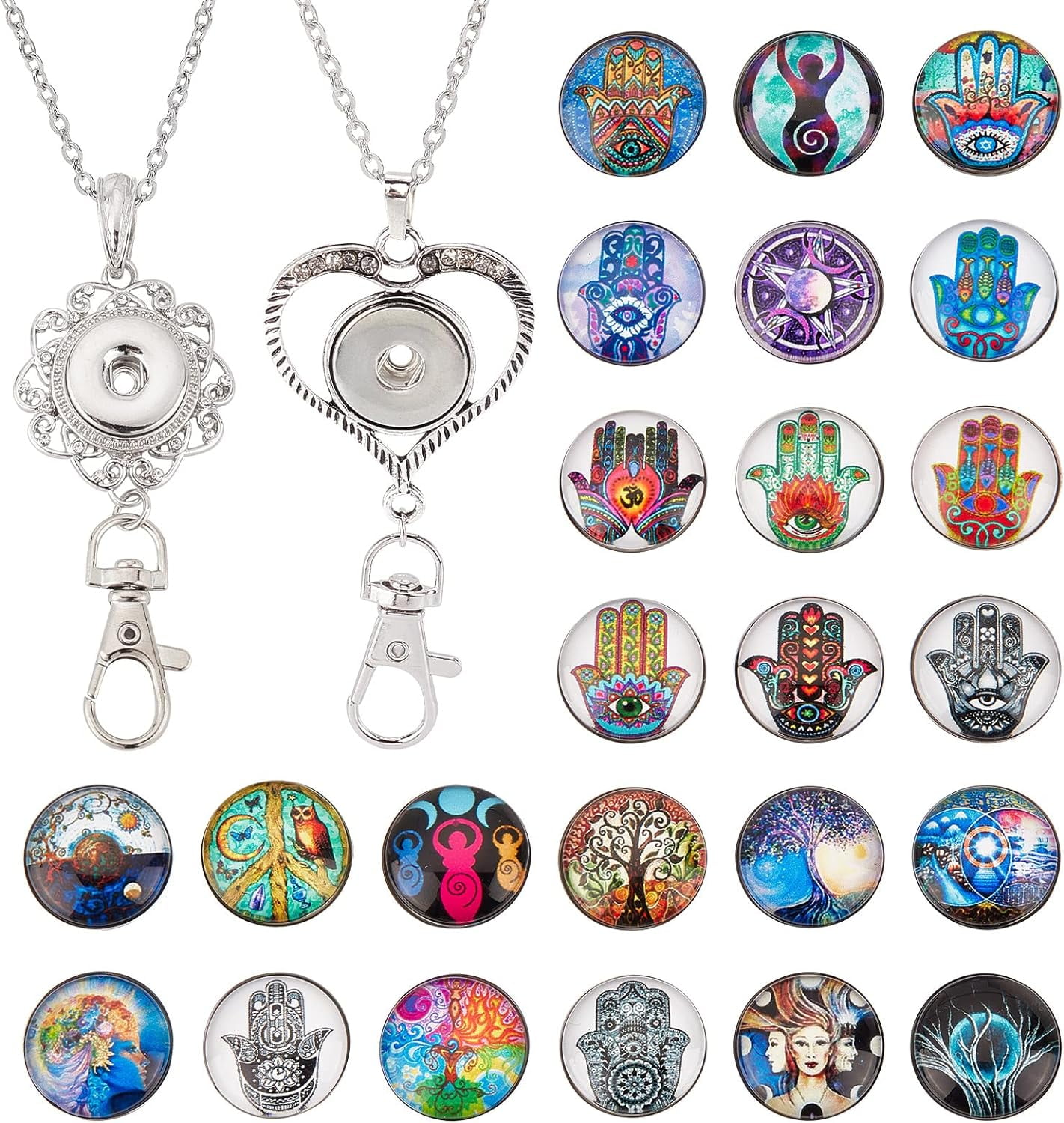 1Box 2+24Pcs ID Badge Holder Snap Button Lanyard Necklace Making Kit ...