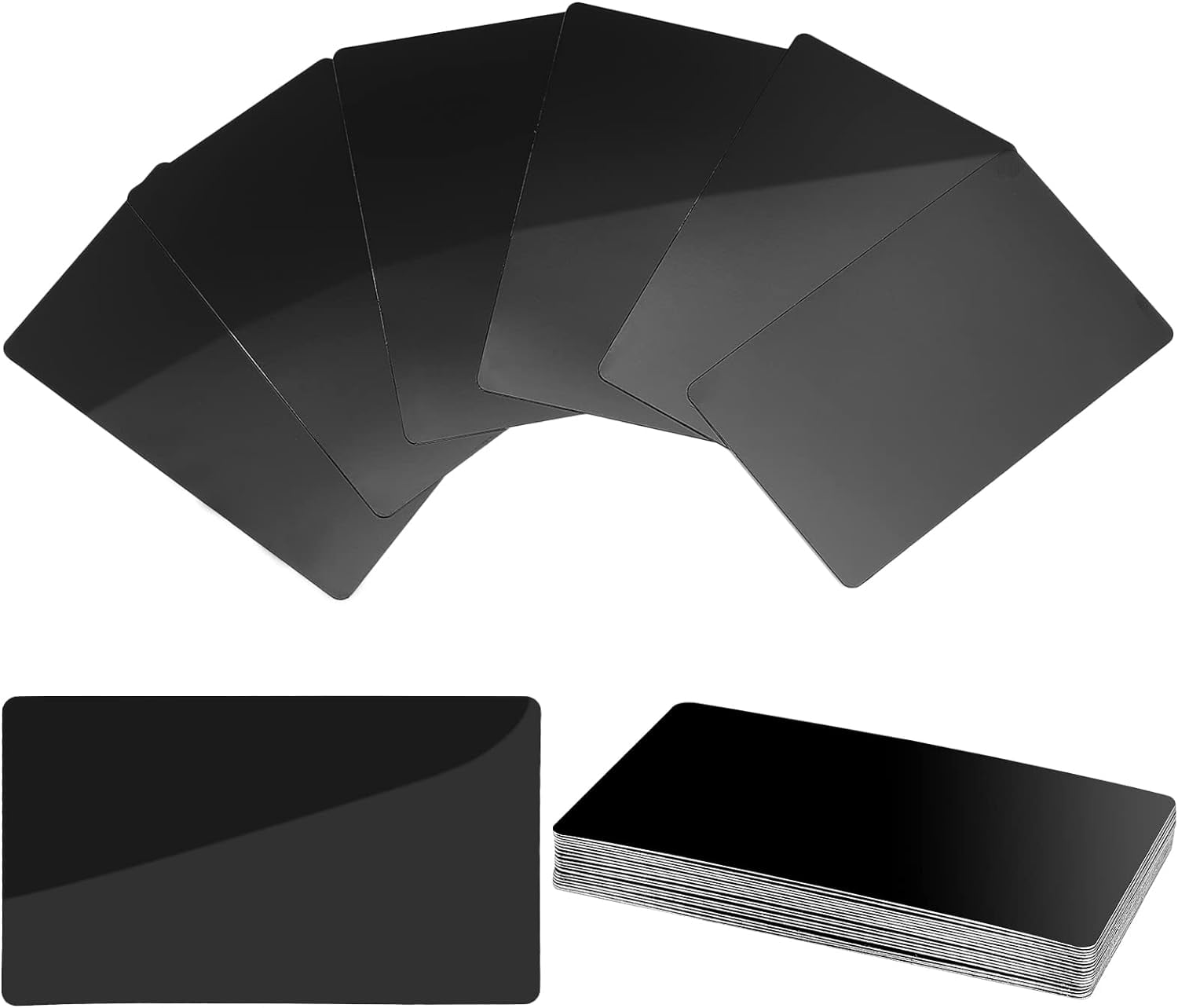 1Box 20 Pcs 0.5mm Thick Metal Business Card Black 3.9x2.4 Aluminum ...