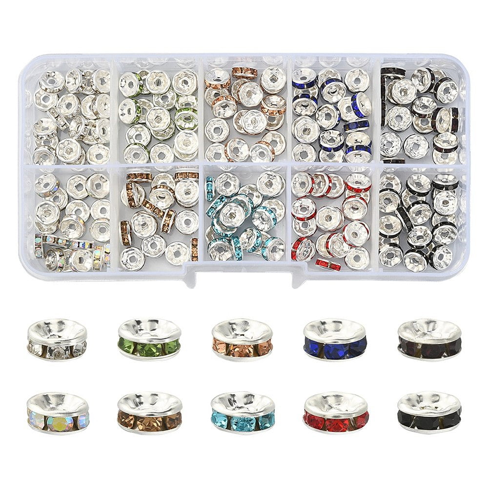 1Box 200Pcs 10 Colors Iron Flat Round Spacer Beads Sets Silver Color ...