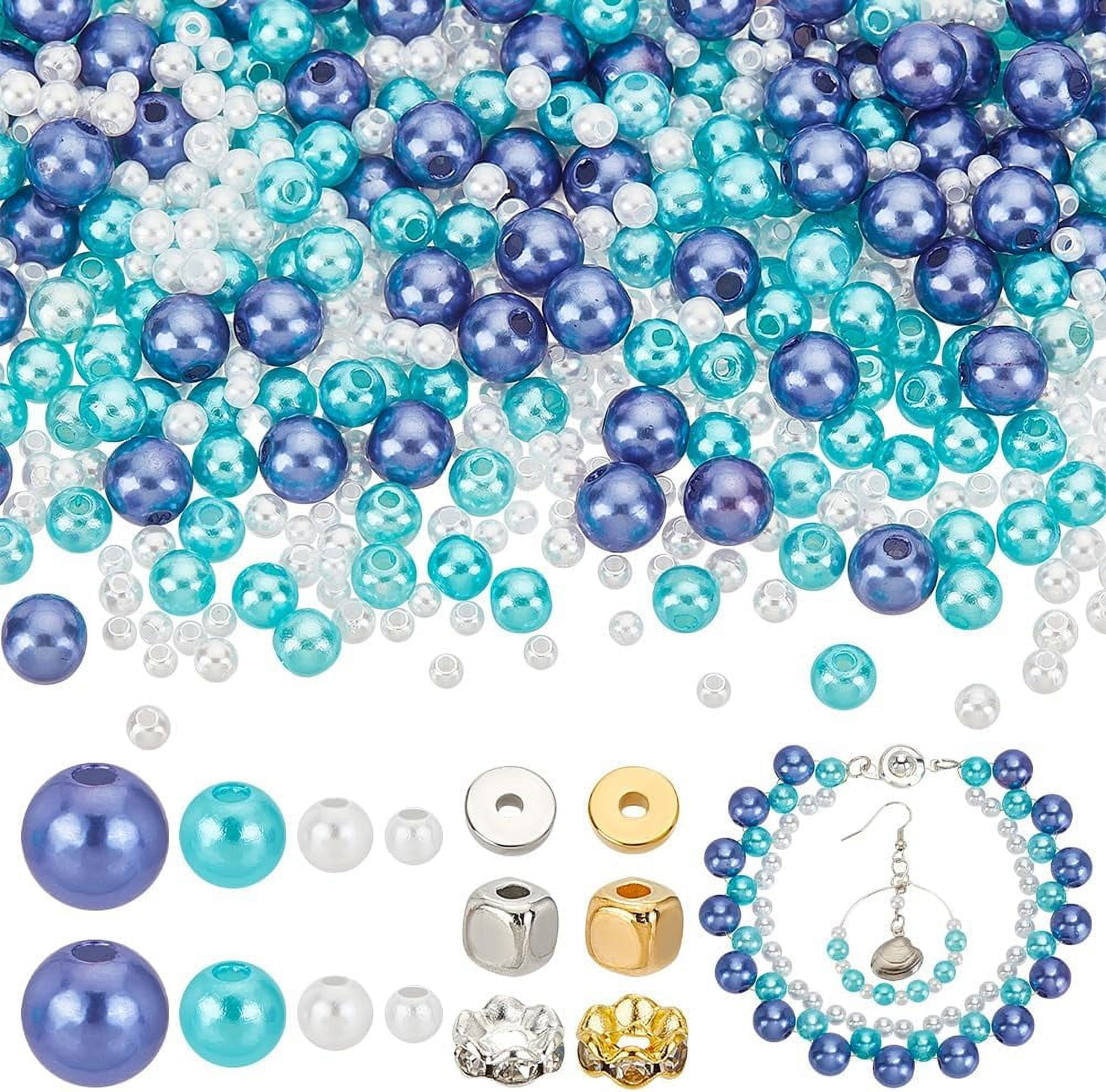 1Box 2084pcs Pearl Bead Kit 1934pcs 3/4/6/8mm Round Pearl Beads White ...