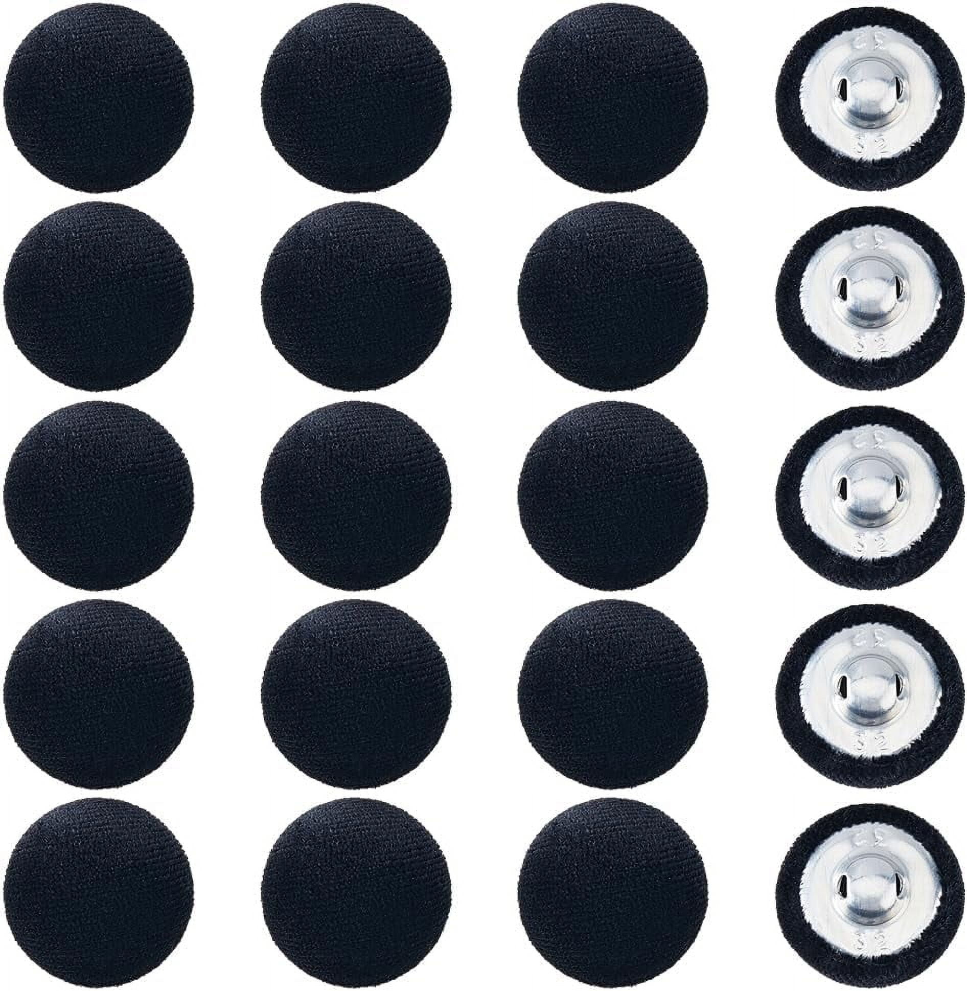 1Box 20PCS 0.78inch Black Fabric Cloth Covered Buttons Aluminum Shank ...