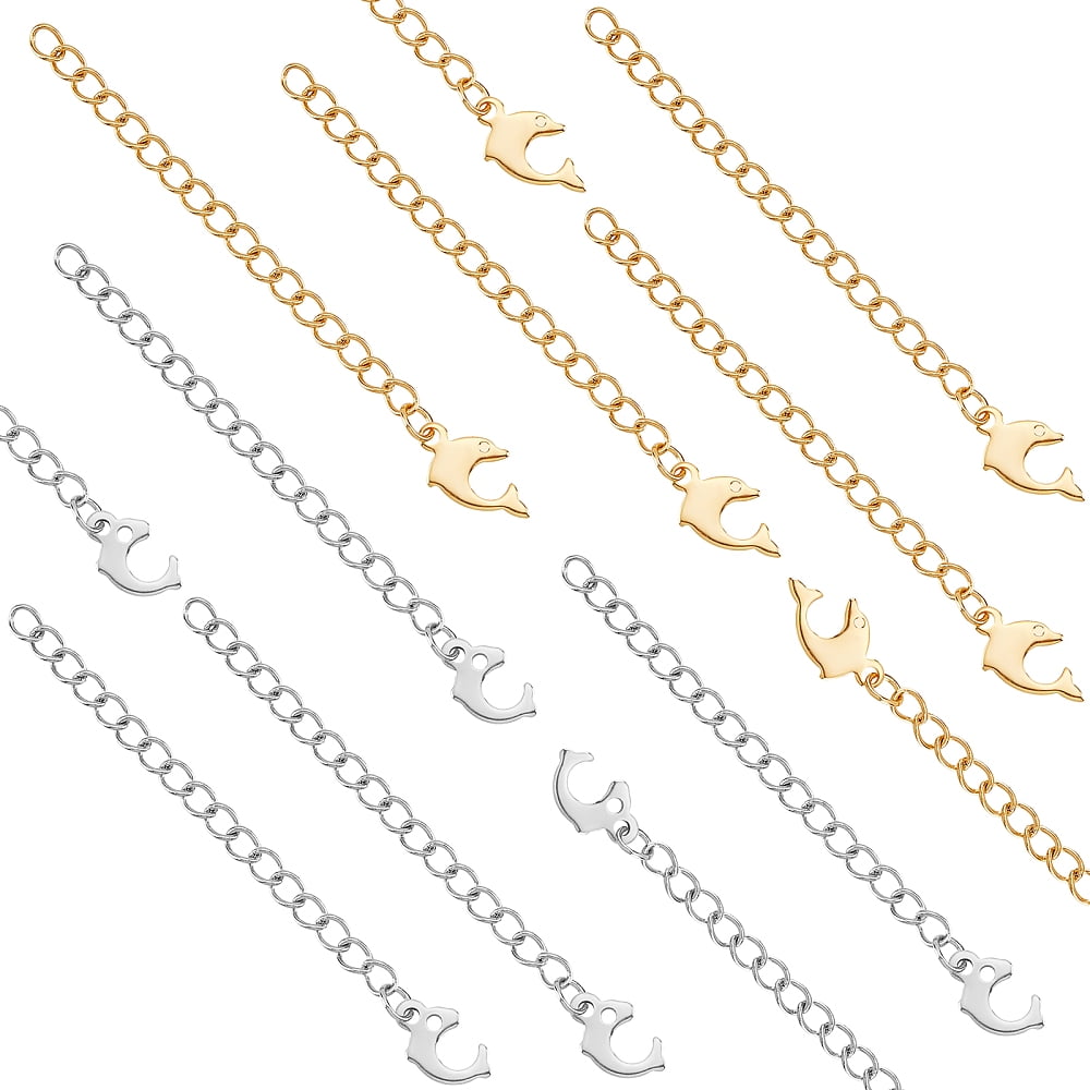 1Box 20Pcs 2 Colors 304 Stainless Steel Chain Extender Curb Chain with ...