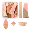 1Box 20Pcs 5 Style Resin & Wood Semi Circle Pendants Half Round ...