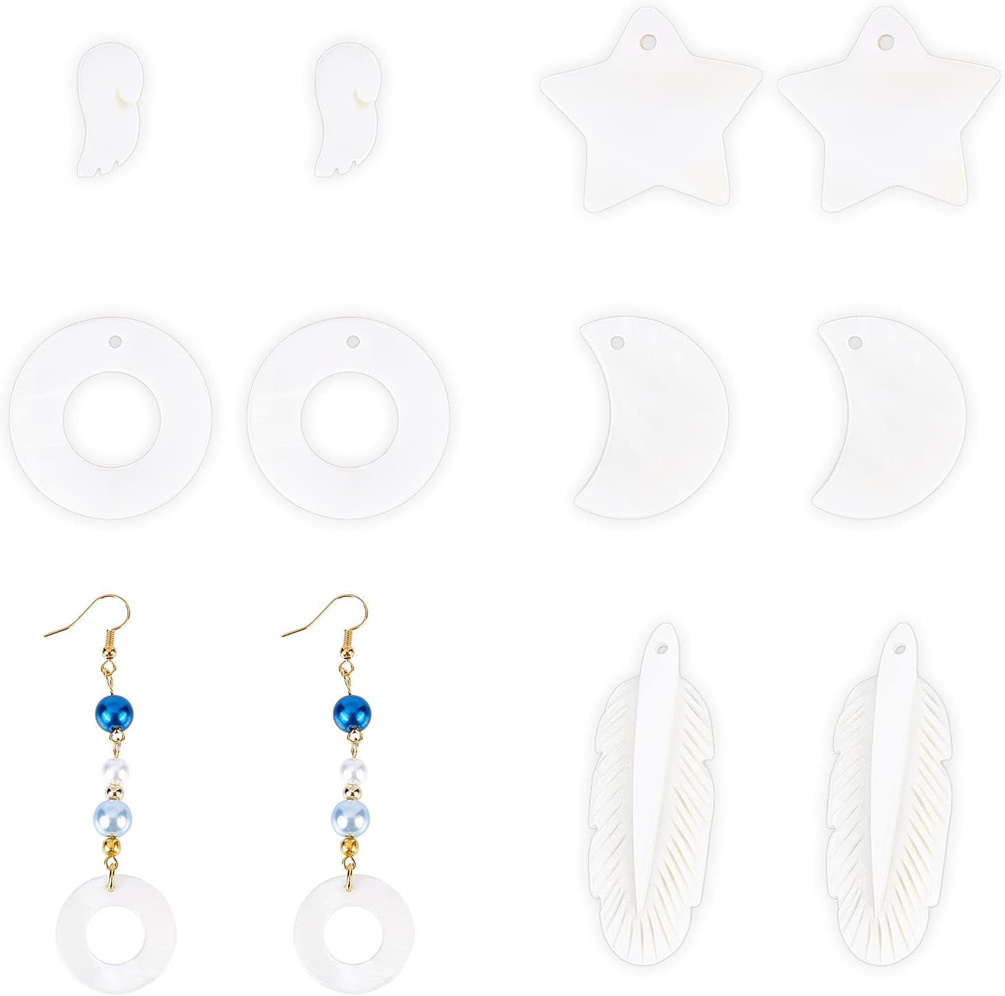 20Pcs 5 Styles Natural Sea Shell Charms Pendant with 1.4mm Hole Shell ...