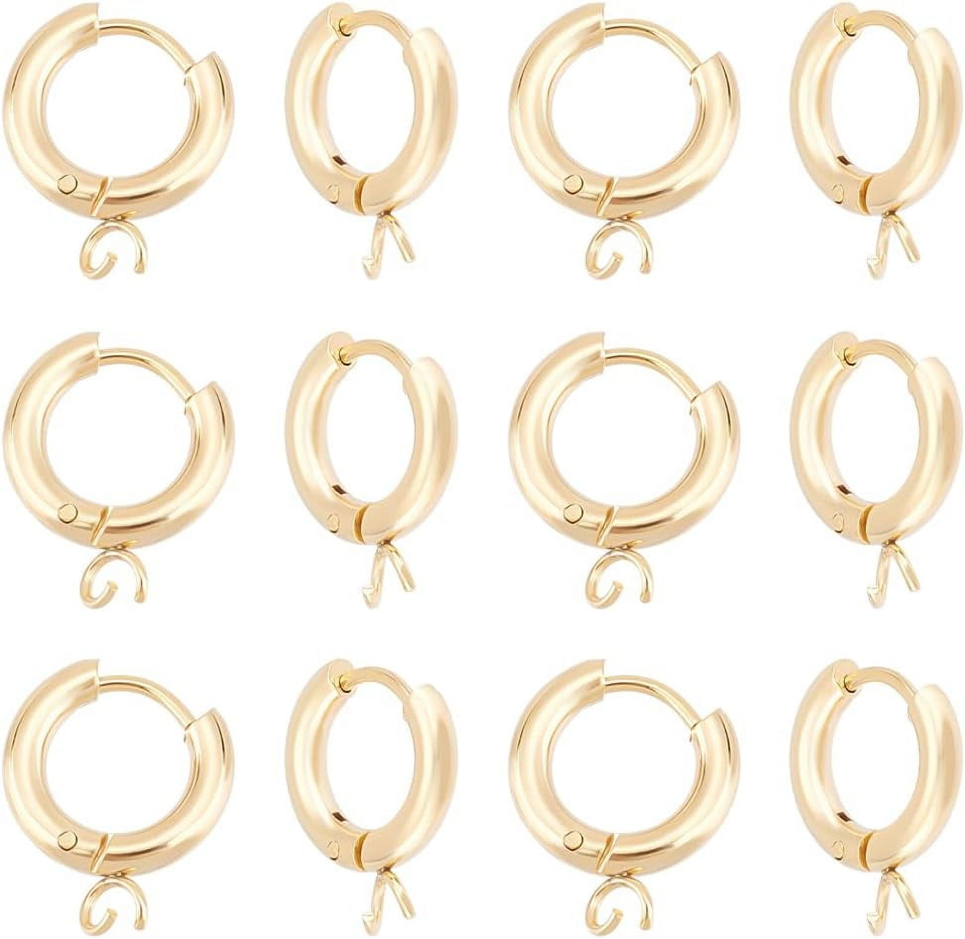 1Box 20Pcs Stainless Steel Golden Huggie Hoop Earring Findings Metal ...
