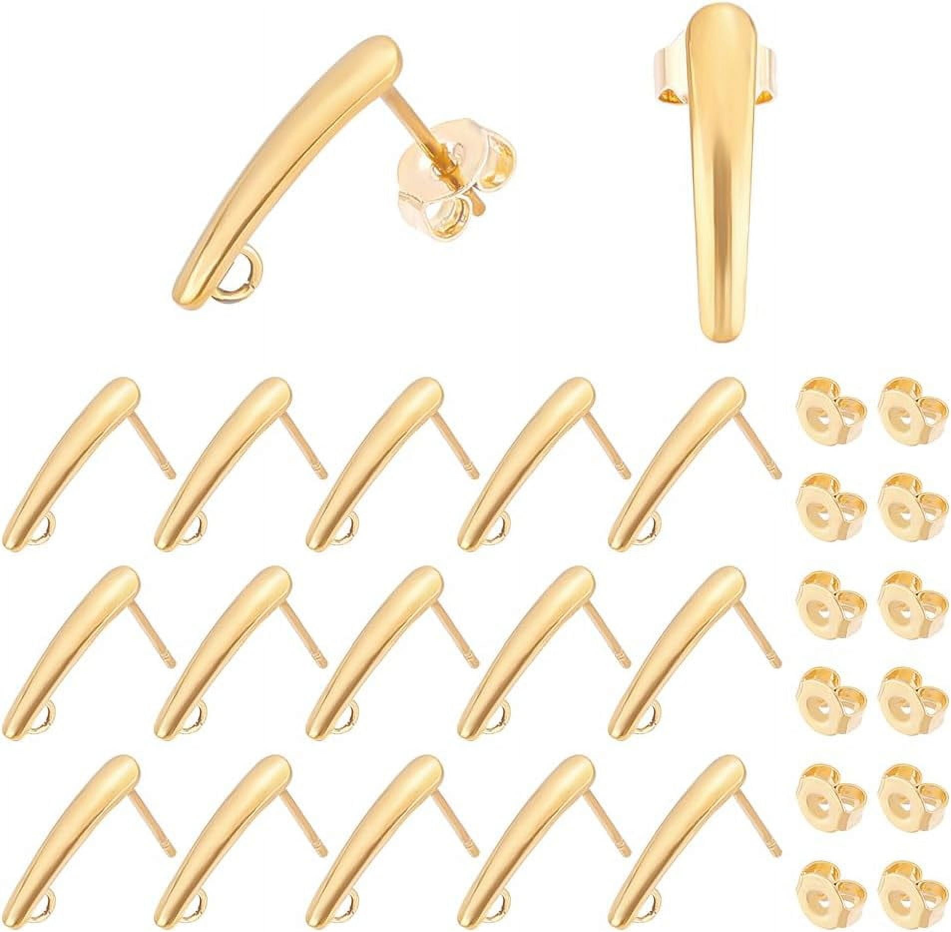 1Box 20pcs Stainless Steel Hypoallergenic Gold Earring Studs Components ...