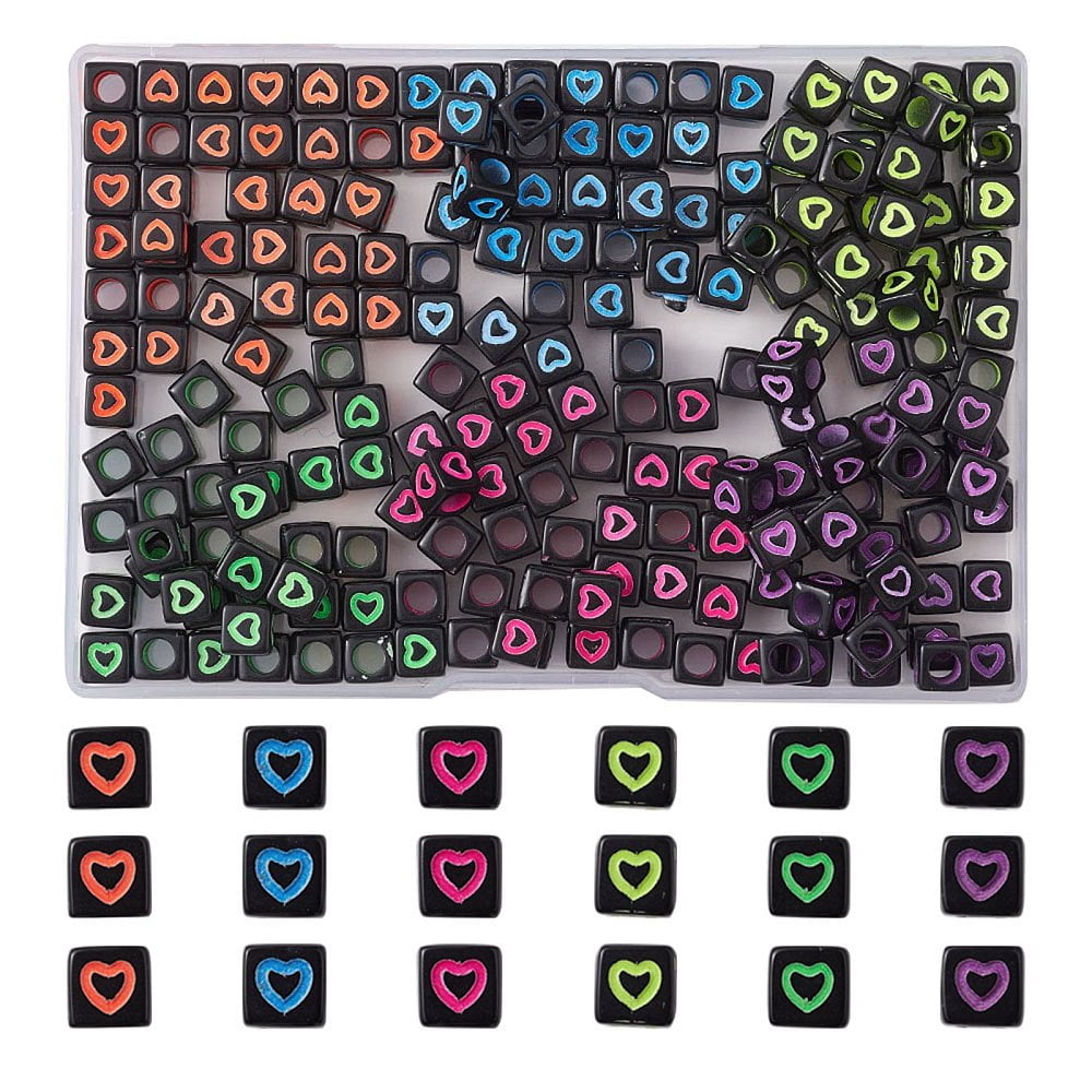 1Box 210Pcs 6 Colors Opaque White Acrylic European Beads Large Hole ...