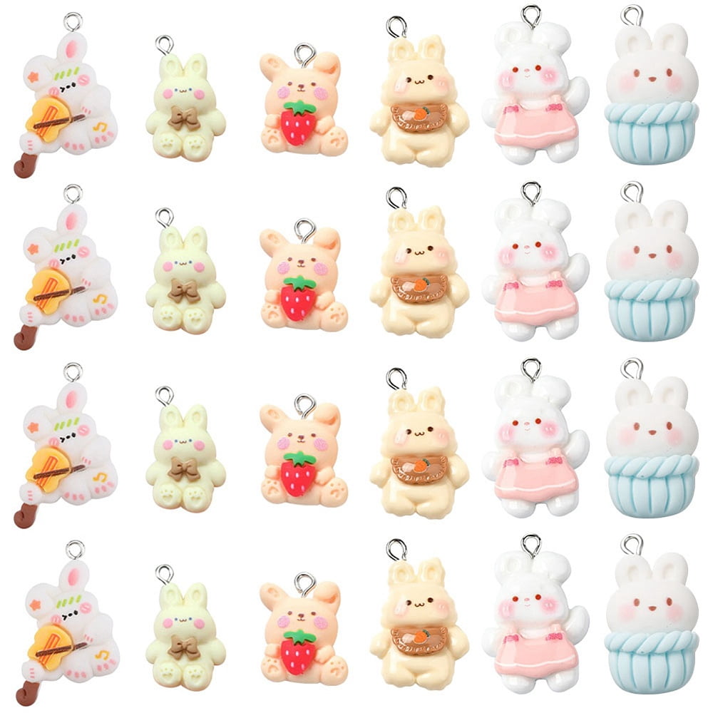 1Box 24Pcs 6 Styles Music Theme Opaque Resin Pendants with Platinum ...