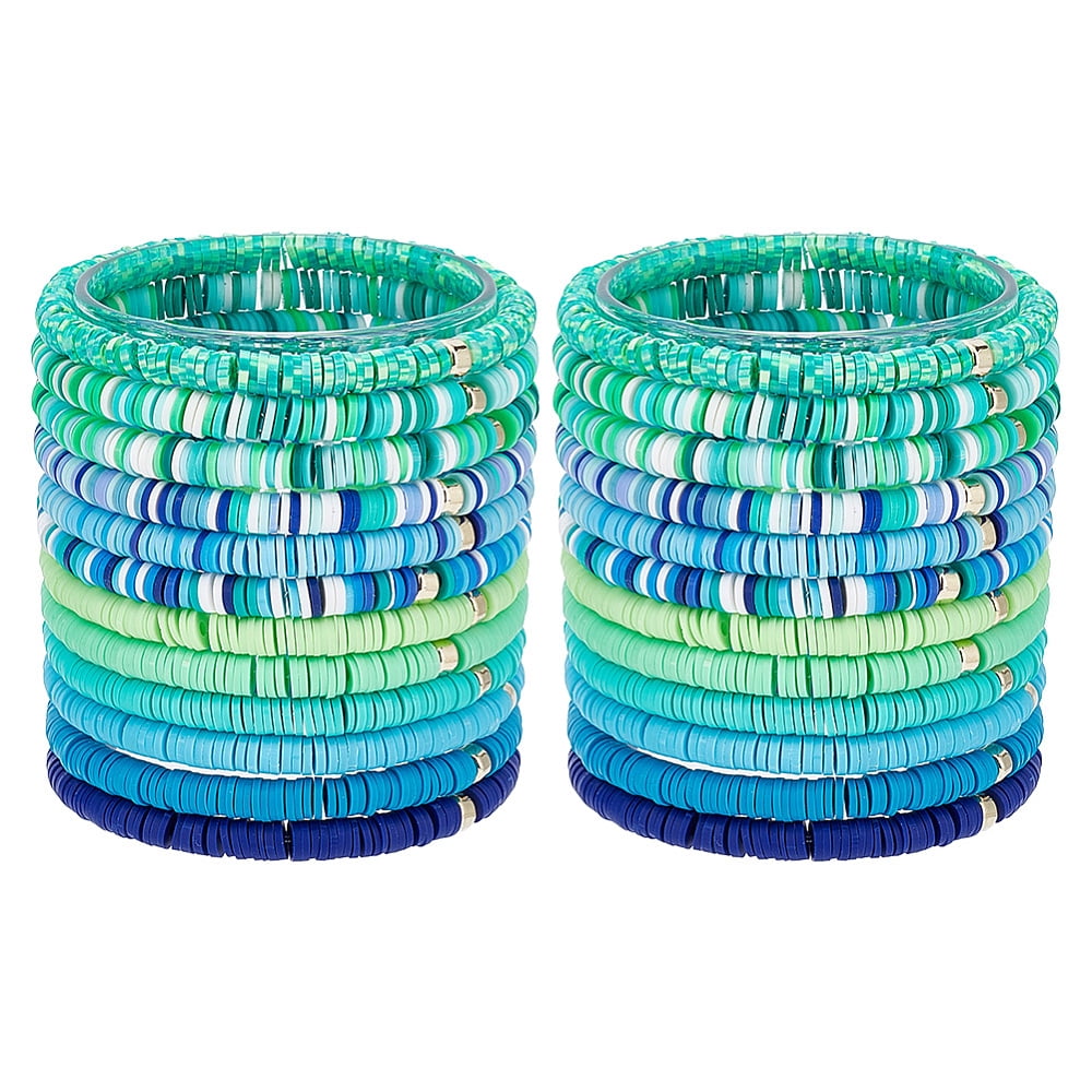 1Box 24pcs 1Set Handmade Polymer Clay Heishi Surfer Stretch Bracelets ...