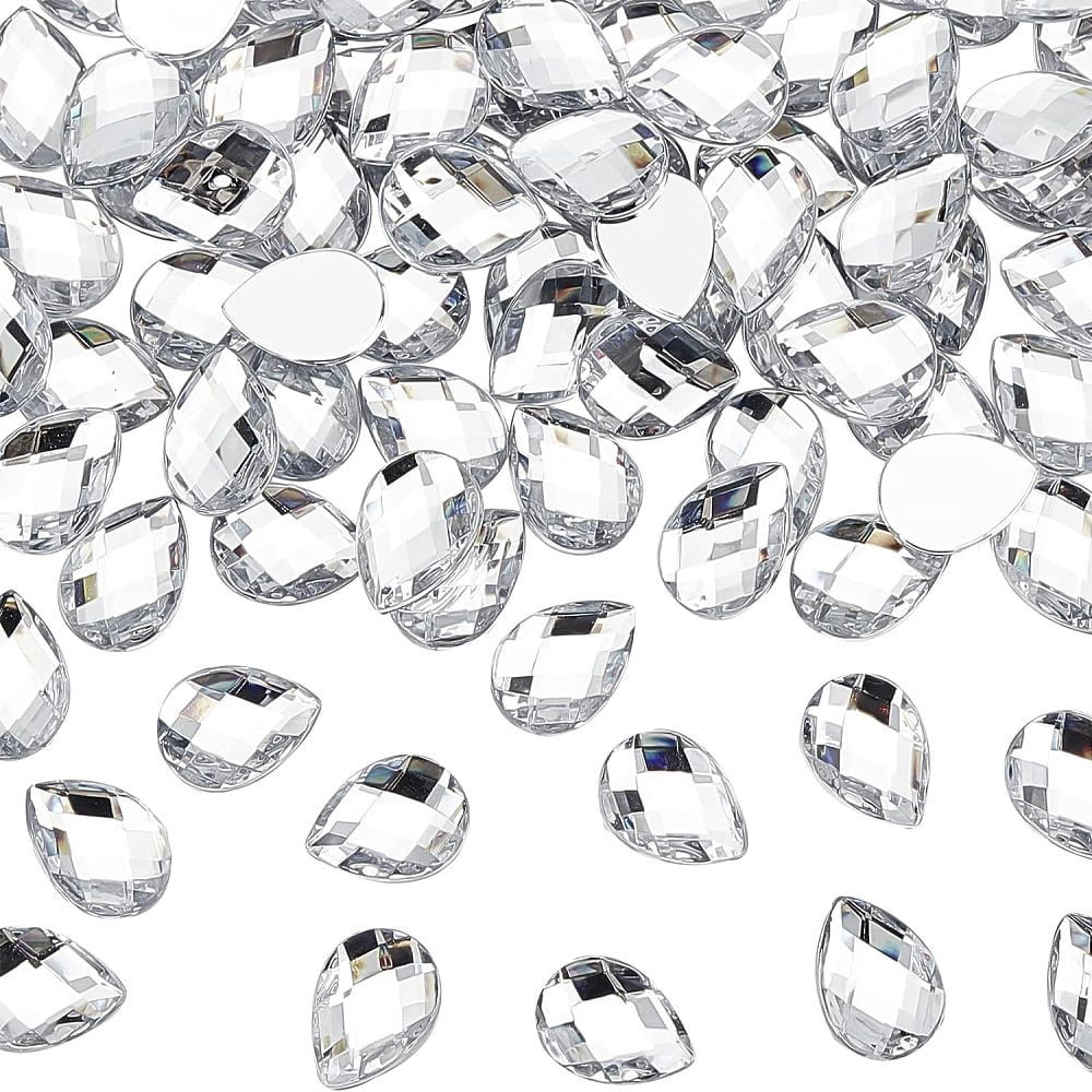 1Box 250Pcs Flat Back Imitation Taiwan Faceted Teardrop Acrylic ...