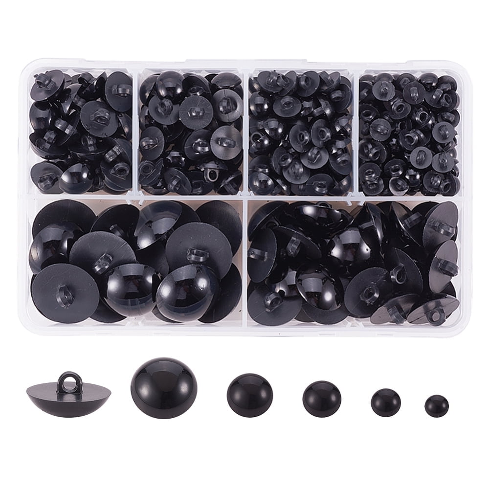 1Box 298PCS 8.3mm-12.9mm Black Plastic Solid Safety Eyes Sewing ...