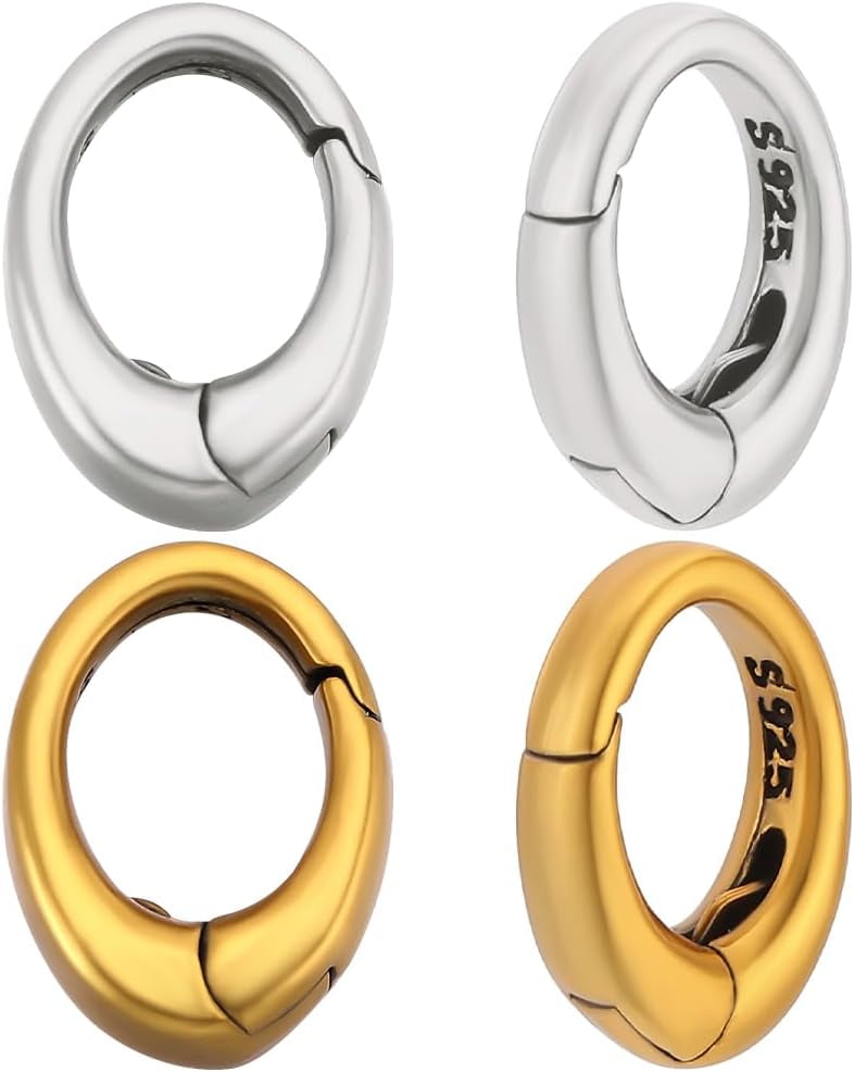 1Box 2Pcs 925 Sterling Silver Spring Gate Rings Oval Mixed Color ...