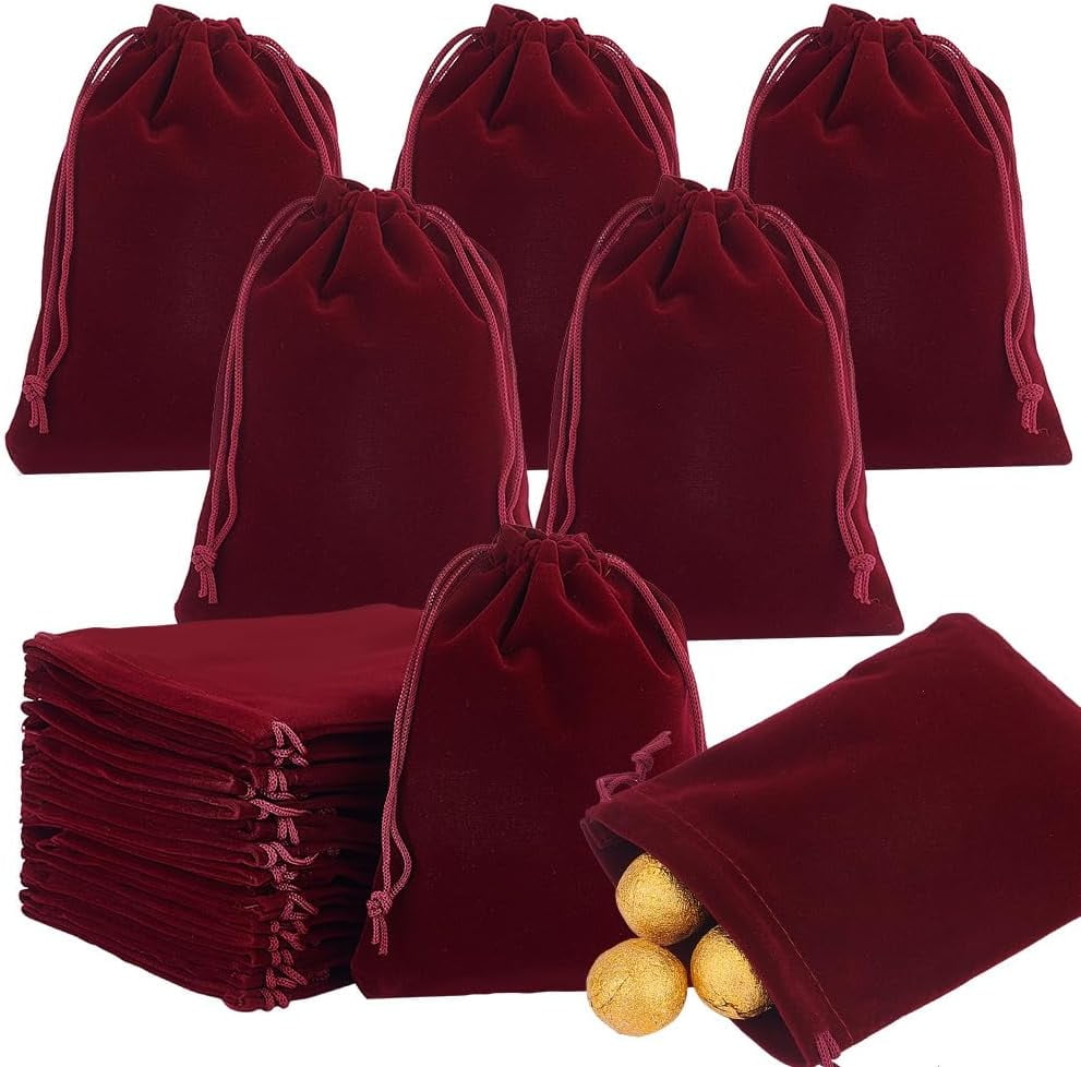 1Box 30Pcs Rectangle Velvet Pouches Candy Gift Bags Christmas Party ...