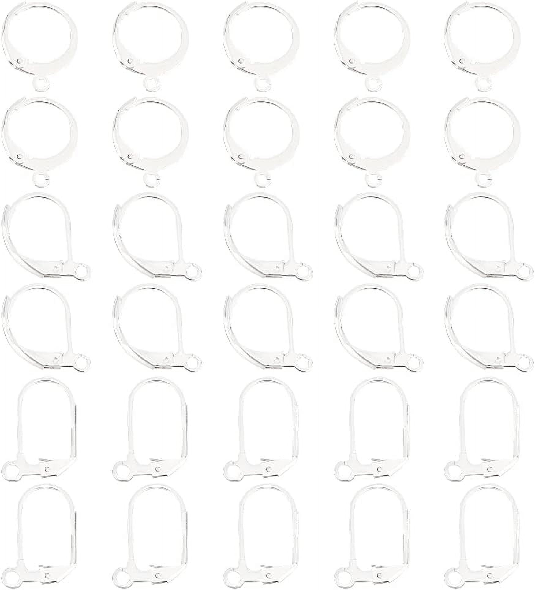 1Box 30pcs Silver 3 Styles Stainless Steel Leverback Earring Silver ...