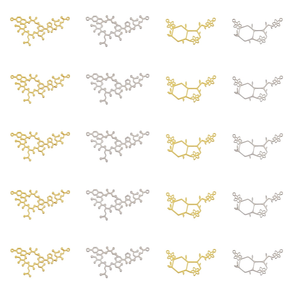 1Box 32Pcs 4 Styles 304 Stainless Steel Connector Charms Molecular ...