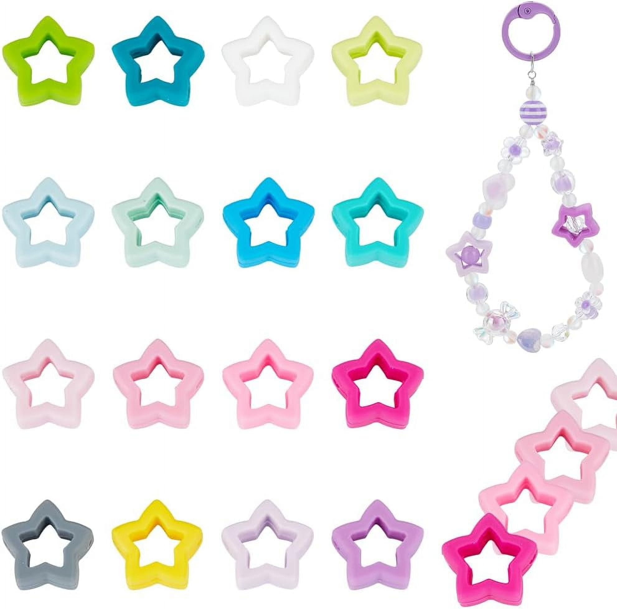 1Box 32pcs 16 Colors Star Silicone Bead Frames Silicone Focal Beads ...