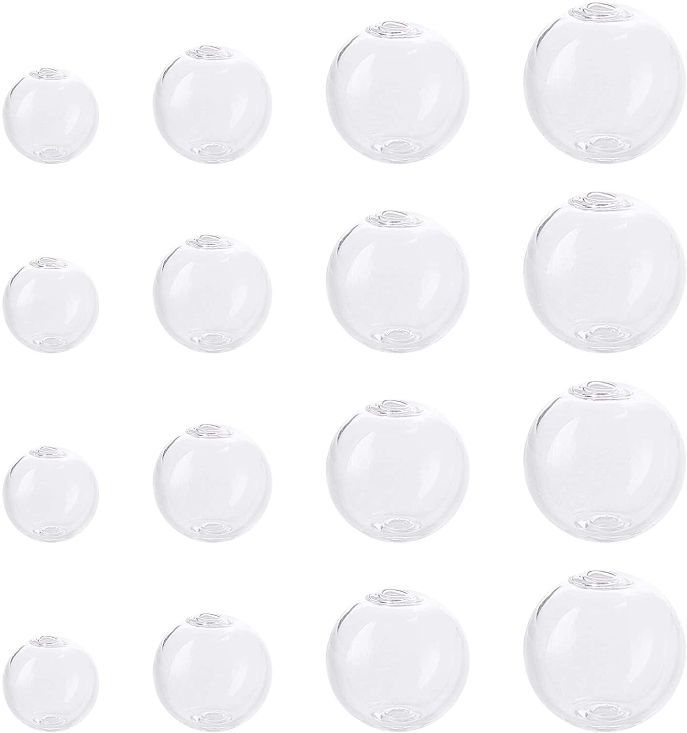 1Box 32pcs 4 Sizes Mini Glass Globe Bottle, 10/12/16/18mm Round Clear ...